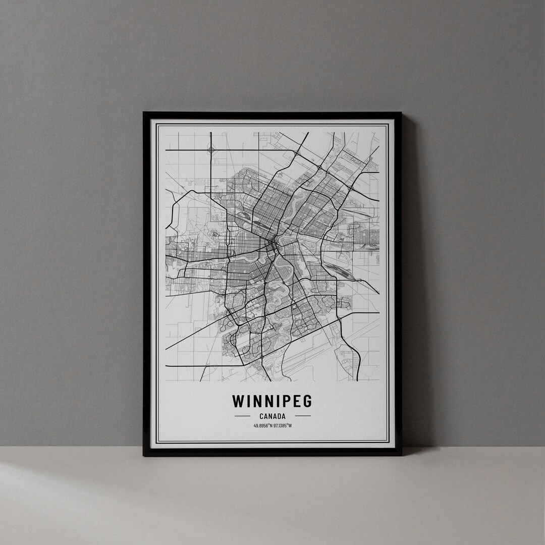 Winnipeg Canada Map Digital Print, Winnipeg Canada Map Poster, Winnipeg ...