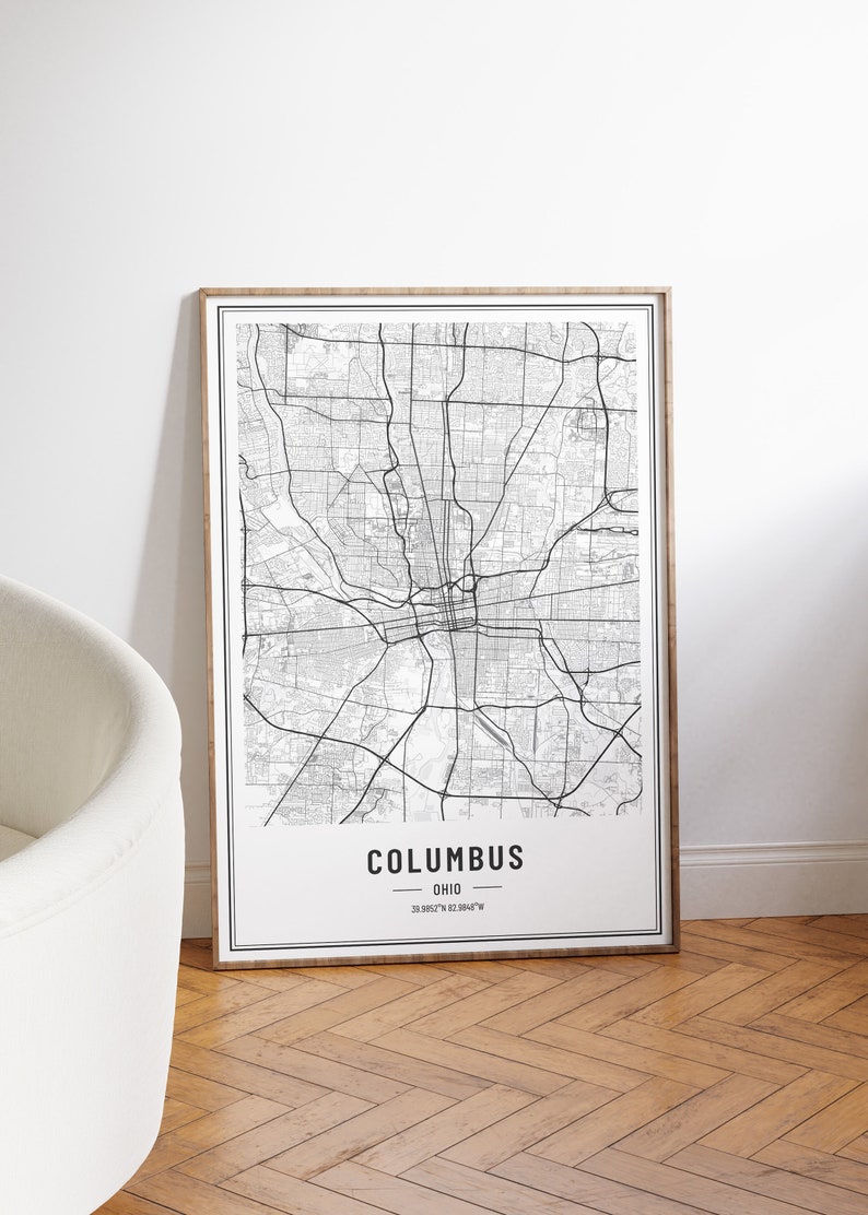 Columbus Ohio Map Digital Print, Columbus Map Poster, Columbus Ohio Map ...