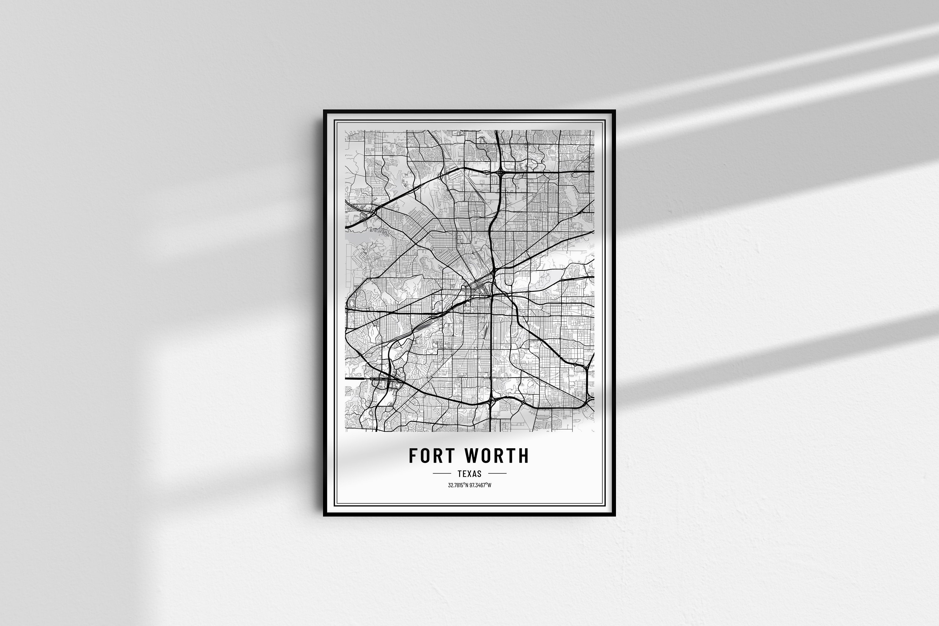 Fort Worth Texas Map Digital Print, Fort Worth Map Poster, Fort Worth ...