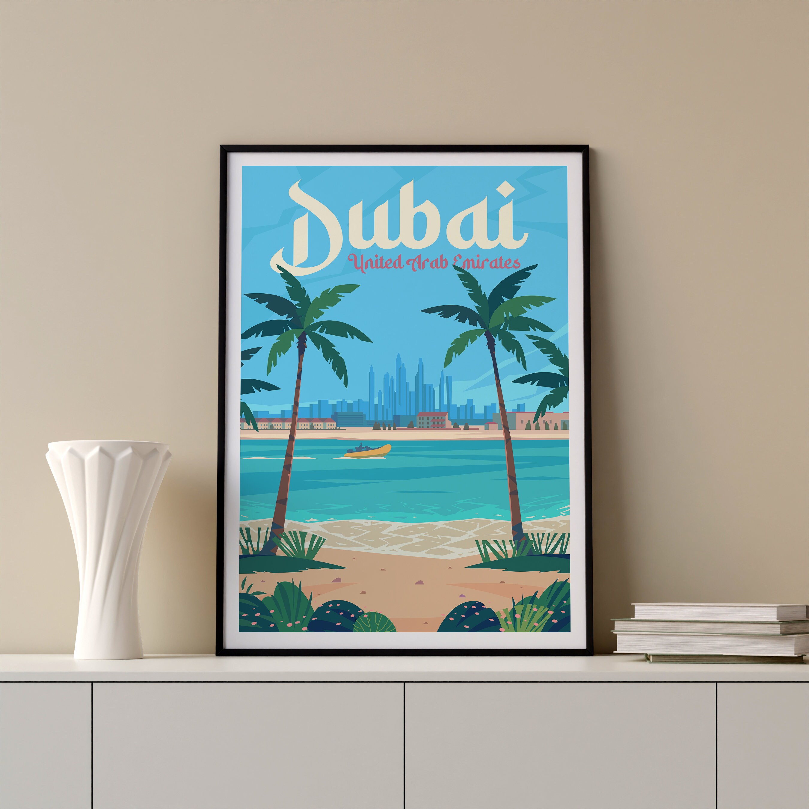 Dubai UAE Travel Poster, Dubai Gallery Wall Art, Dubai Office Wall Art ...