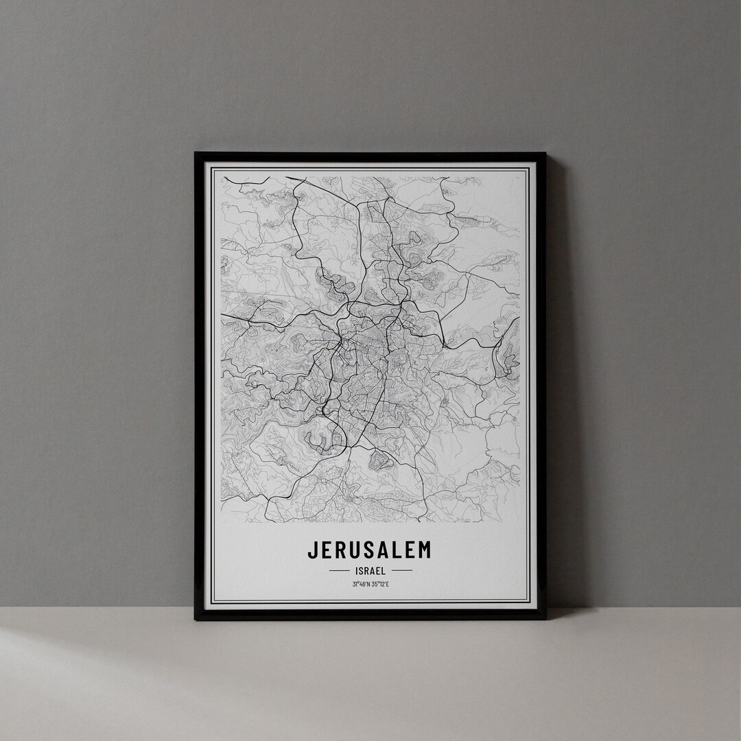 Jerusalem Israel Map Digital Print, Jerusalem Map Poster, Jerusalem Map ...