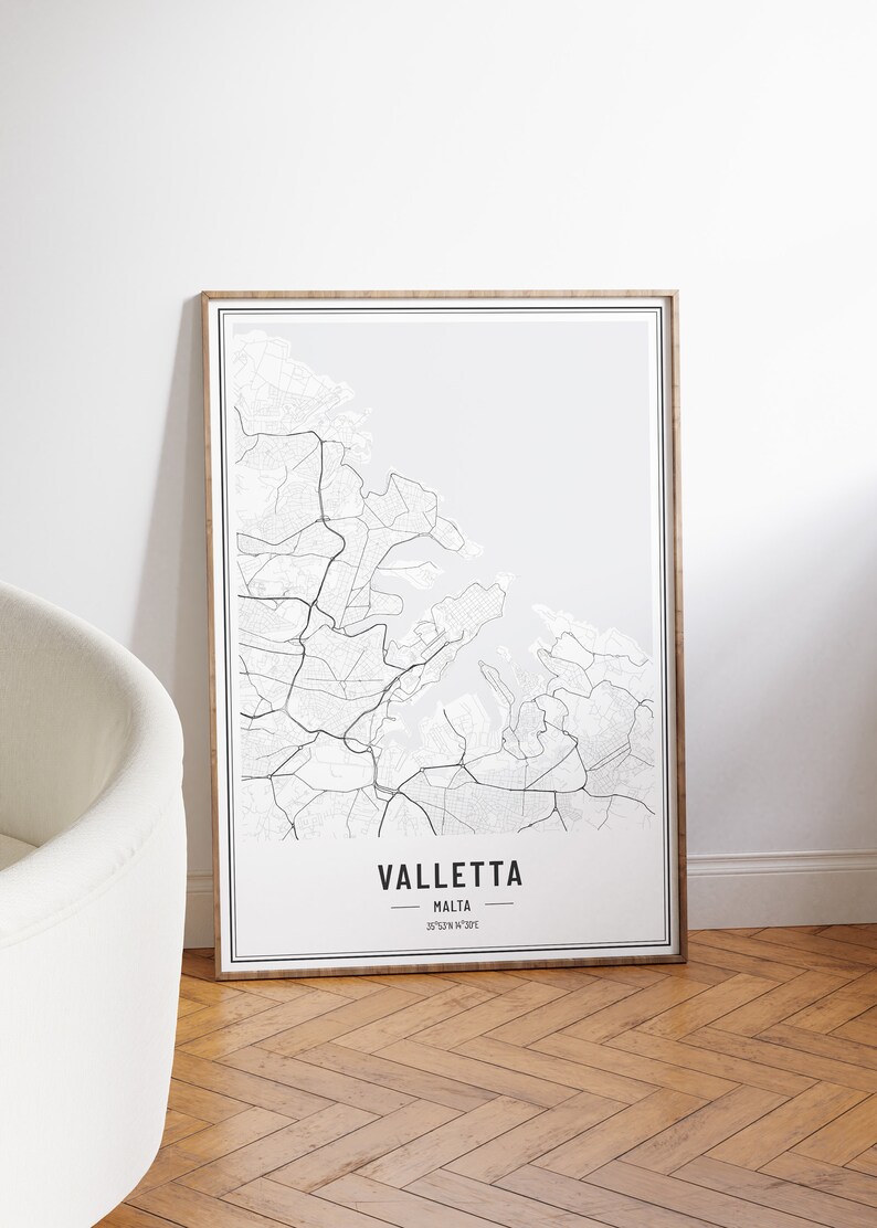 Valletta Malta Map Digital Print, Valletta Map Poster, Valletta Map ...