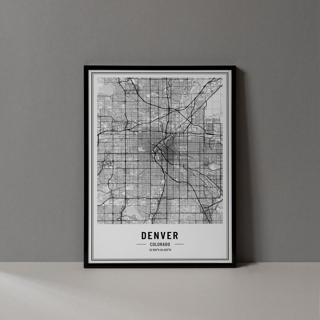 Denver Colorado Map Digital Print, Denver Colorado Map Poster, Denver ...