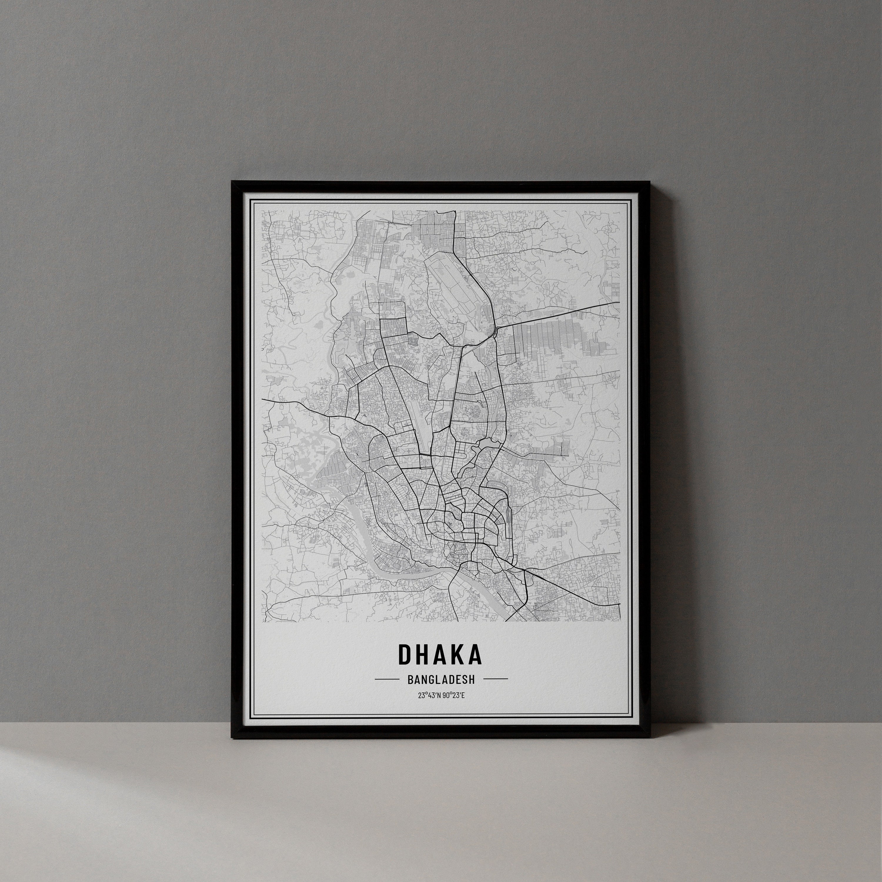 Dhaka Bangladesh Map Digital Print, Dhaka Bangladesh Map Poster, Dhaka Map Wall Art, Dhaka Road ...