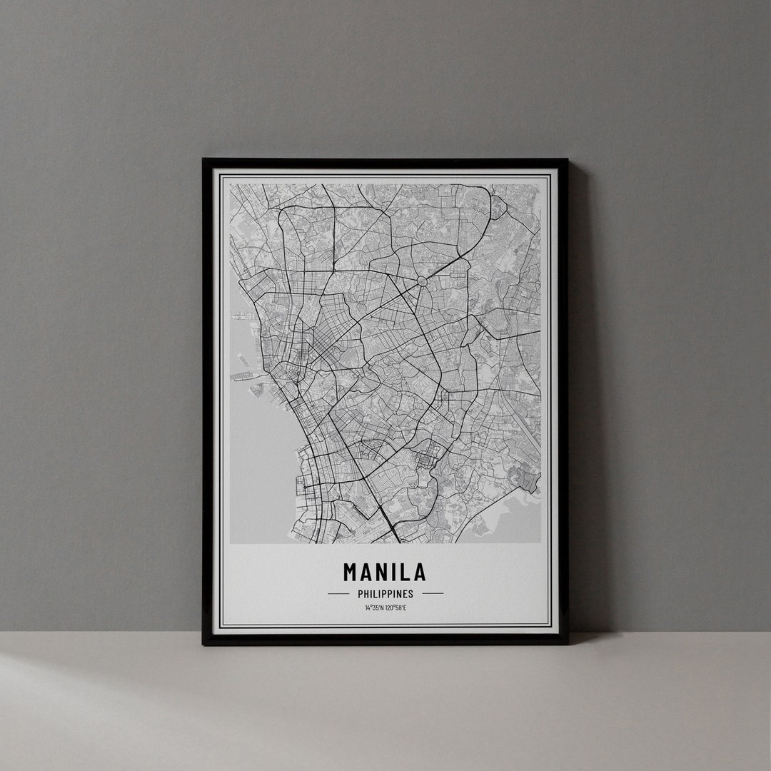 Manila Philippines Map Digital Print, Manila Philippines Map Poster ...