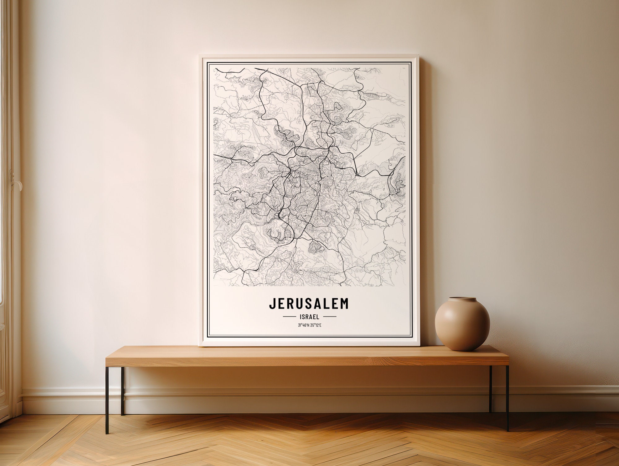 Jerusalem Israel Map Digital Print, Jerusalem Map Poster, Jerusalem Map ...
