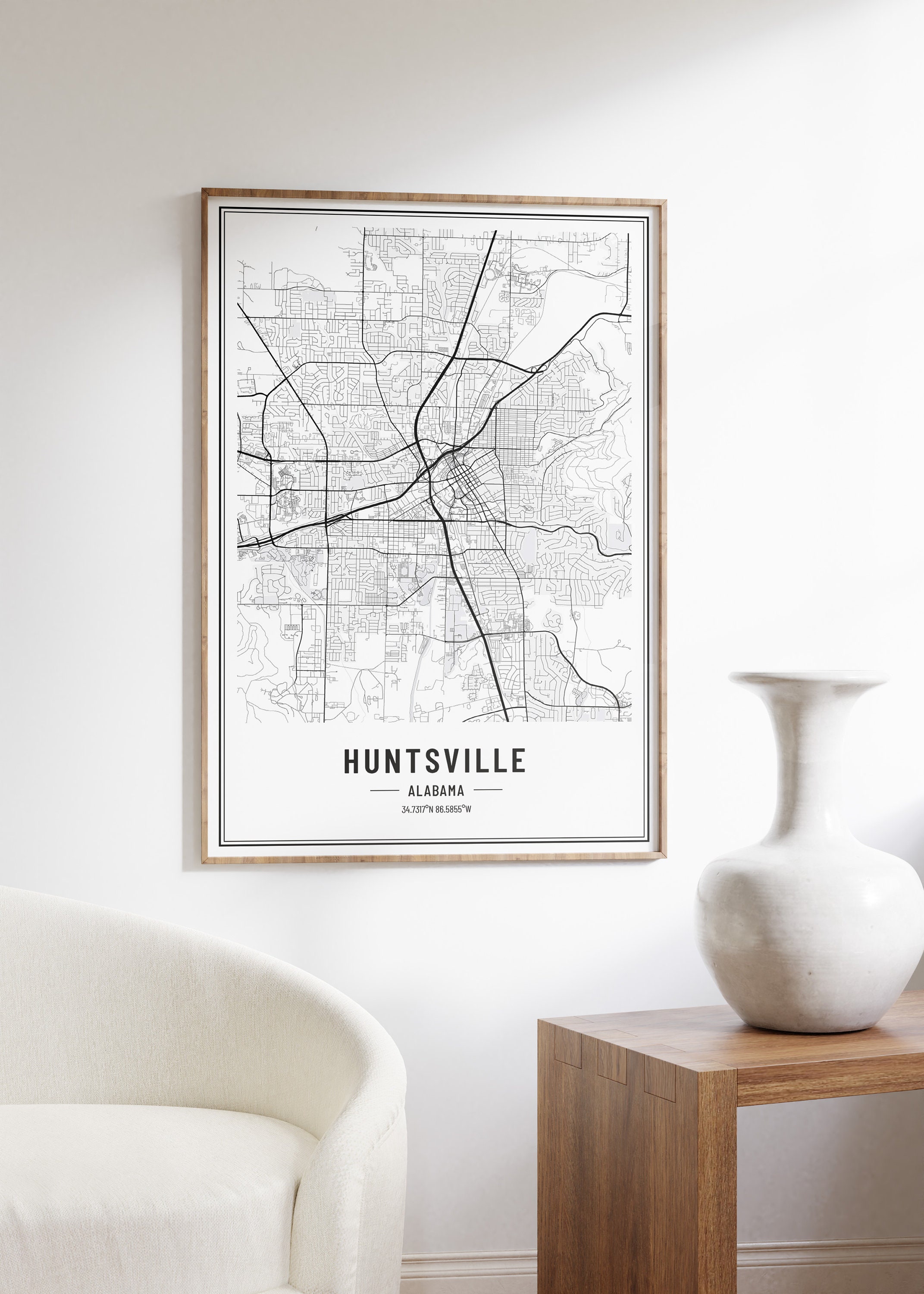 Huntsville Alabama Map Digital Print, Huntsville AL Map Poster ...