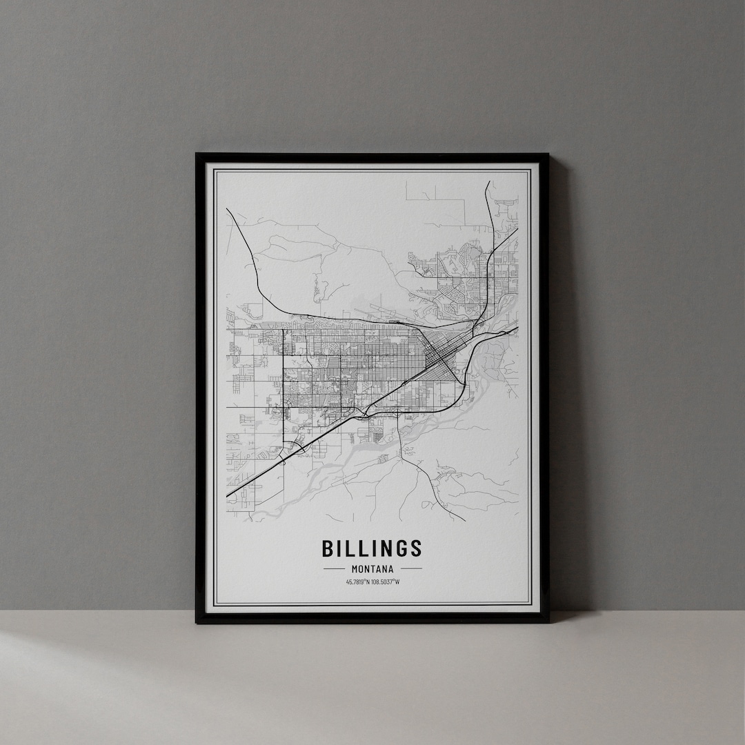 Billings Montana Map Digital Print, Billings Montana Map Poster ...