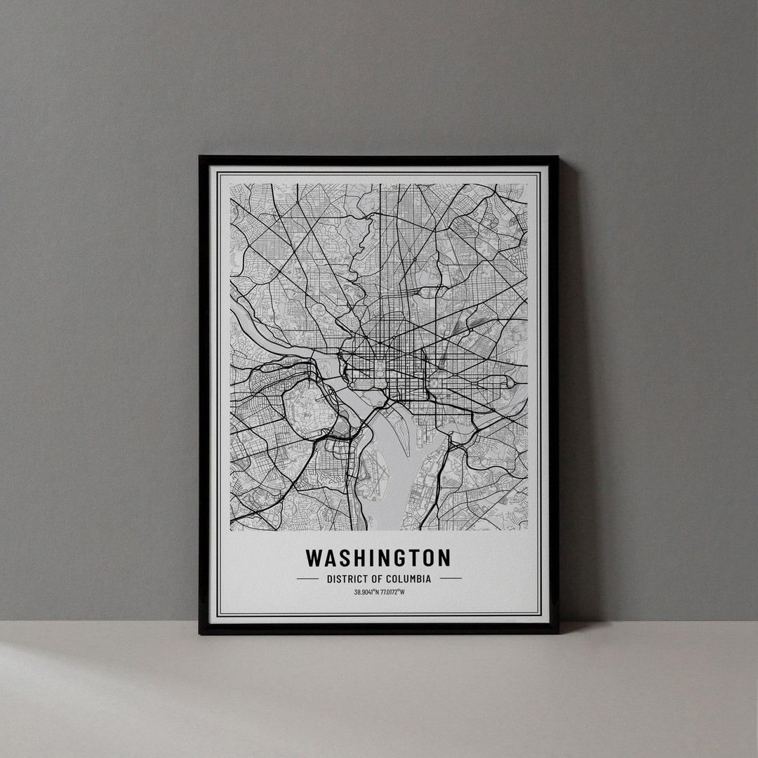 Washington Dc Map Digital Print, Washington Dc Map Poster, Washington ...