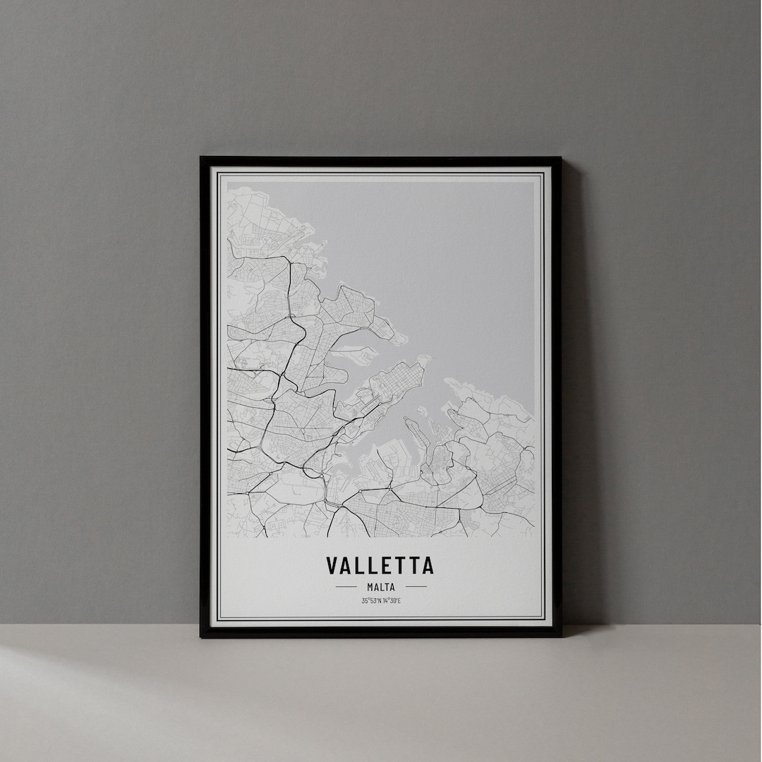 Valletta Malta Map Digital Print, Valletta Map Poster, Valletta Map ...