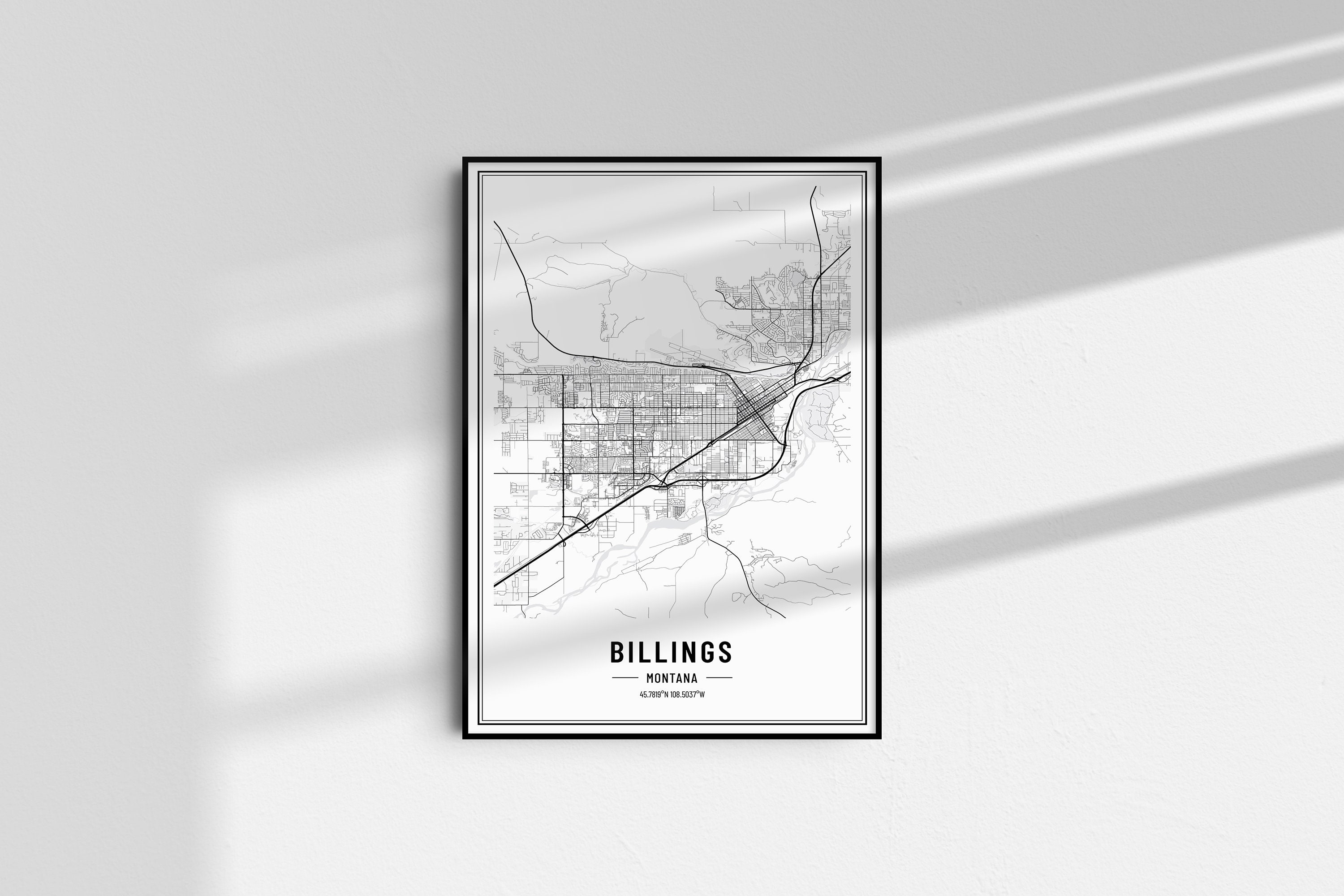 Billings Montana Map Digital Print, Billings Montana Map Poster ...