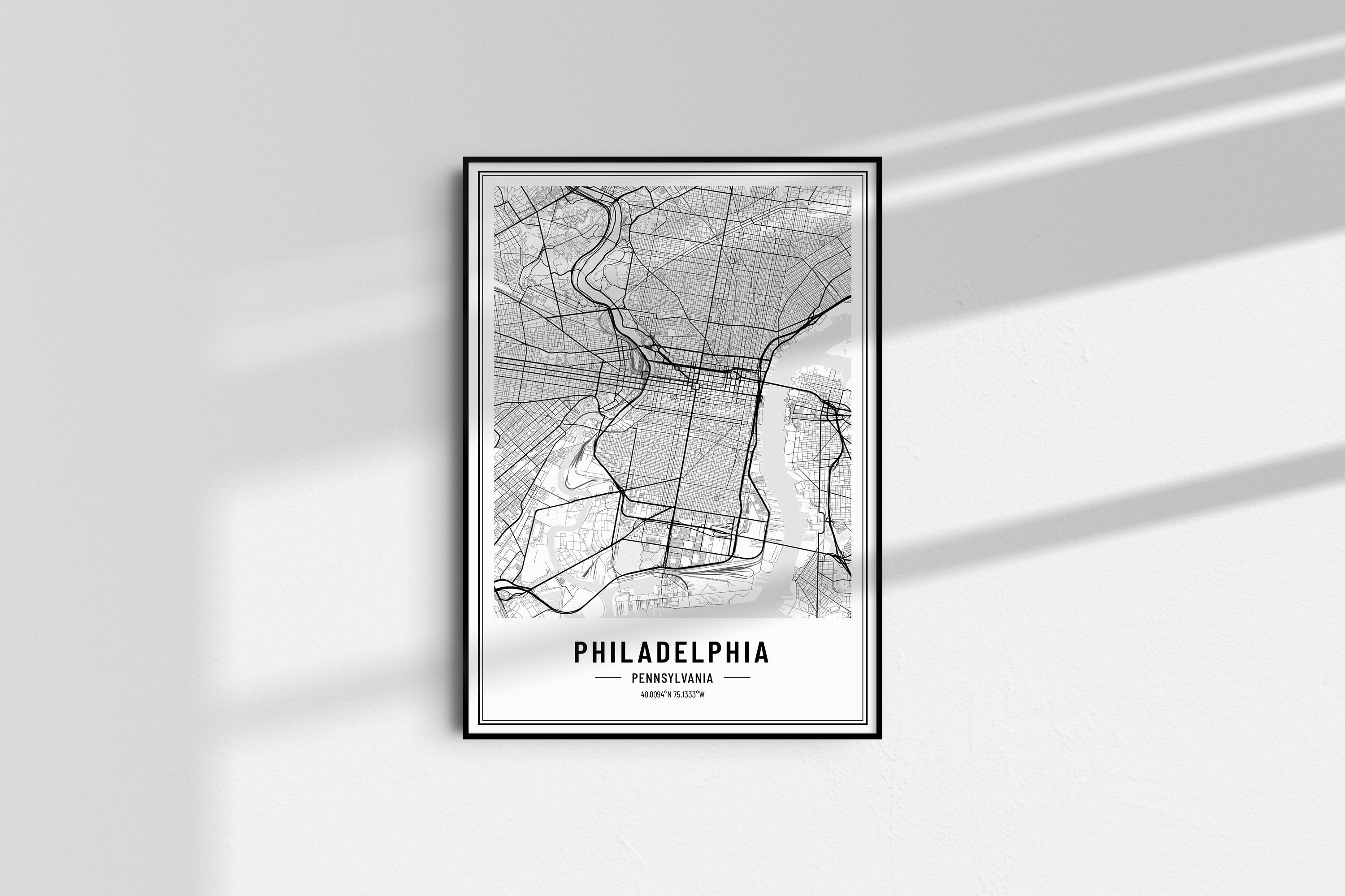 Philadelphia Pennsylvania Map Digital Print, Philly PA Map Poster ...