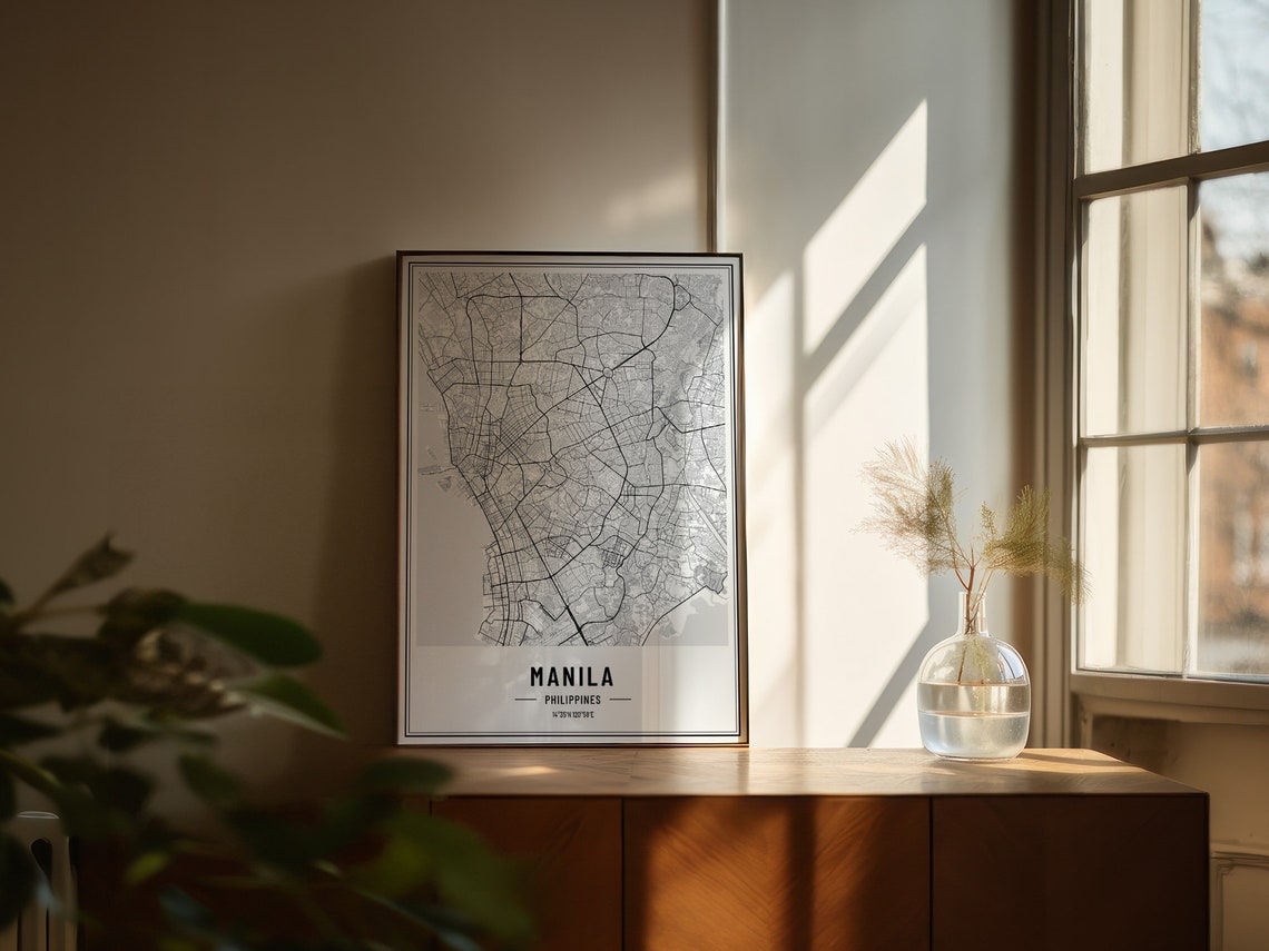 Manila Philippines Map Digital Print, Manila Philippines Map Poster ...