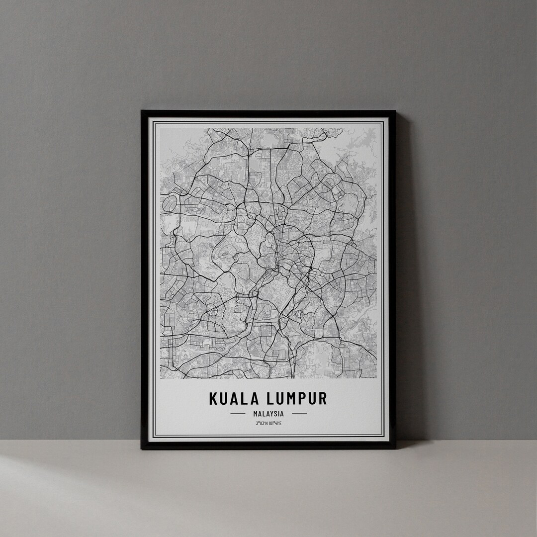 Kuala Lumpur Map Digital Print, Kuala Lumpur Map Poster, Kuala Lumpur ...