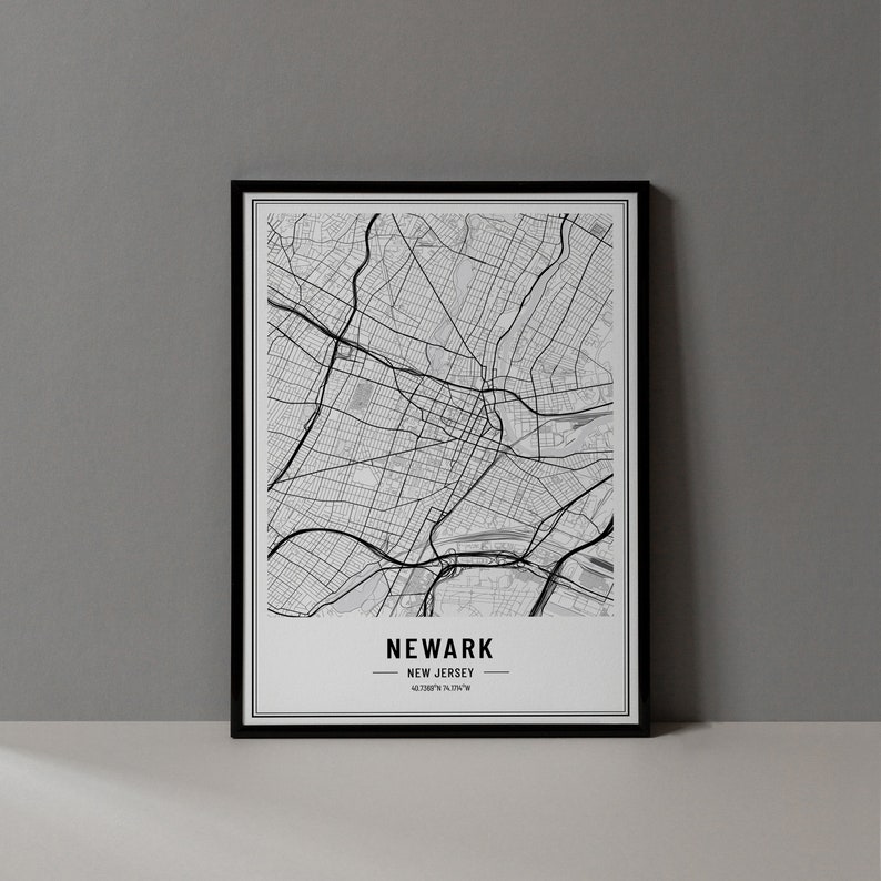 Newark New Jersey Map Digital Print, Newark NJ Map Poster, Newark New ...