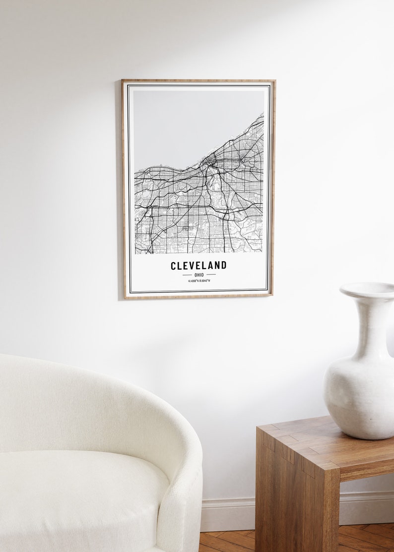 Cleveland Ohio Map Digital Print, Cleveland Ohio Map Poster, Cleveland ...