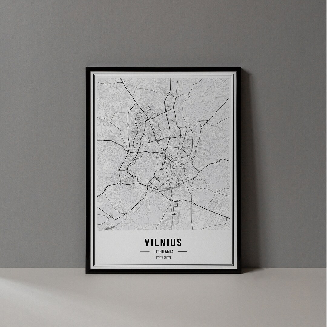 Vilnius Lithunia Map Digital Print, Vilnius Map Poster, Vilnius Map ...