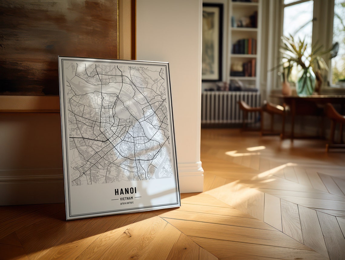 Hanoi Vietnam Map Digital Print, Hanoi Vietnam Map Poster, Hanoi Map ...