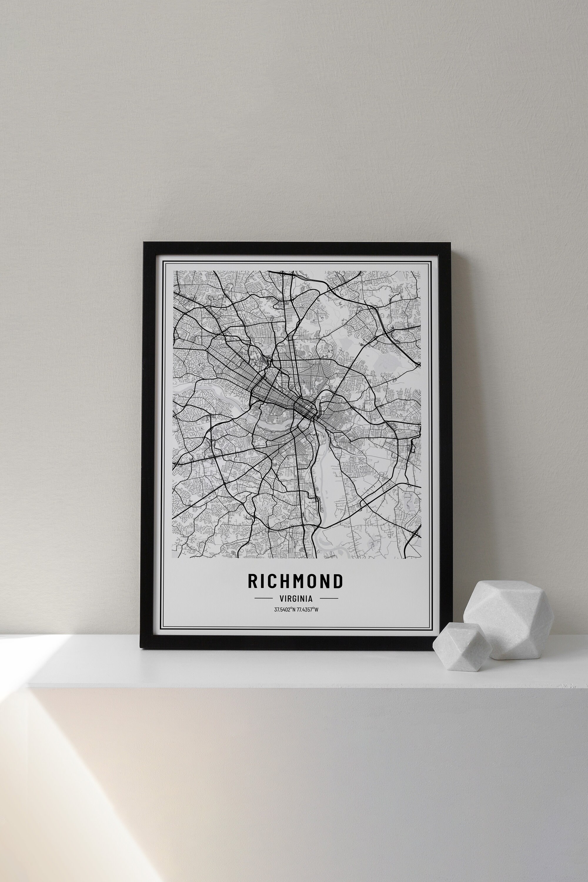 Richmond Virginia Map Digital Print, Richmond Map Poster, Richmond ...