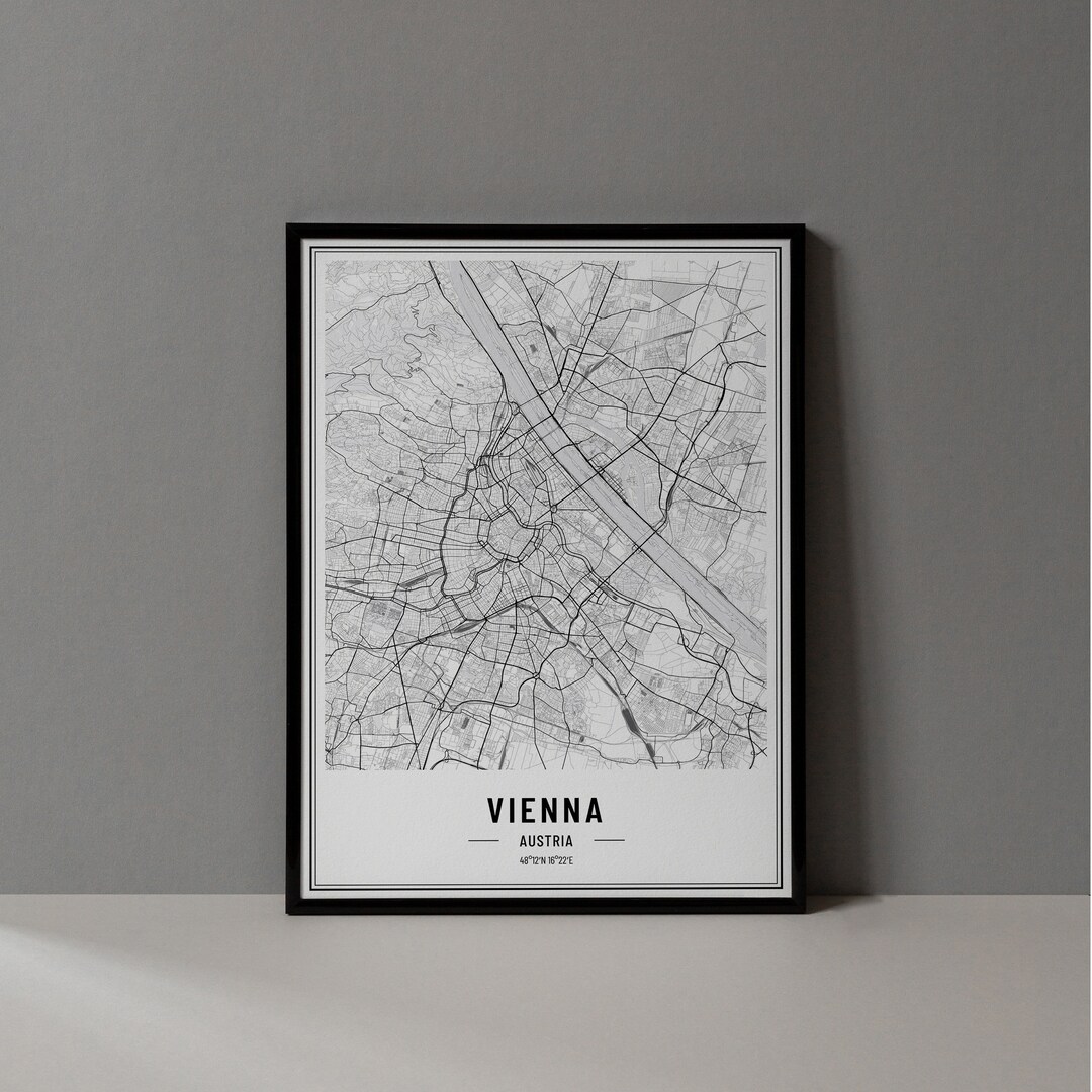 Vienna Austria Map Digital Print, Vienna Map Poster, Vienna Map Wall ...