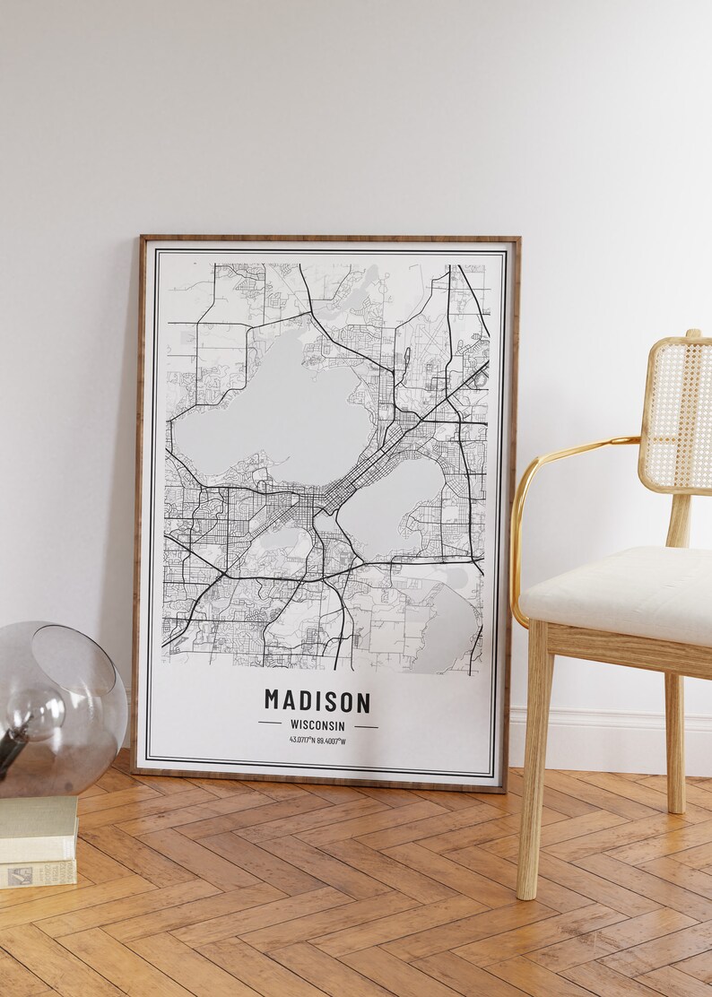 Madison Wisconsin Map Digital Print, Madison WI Map Poster, Madison ...