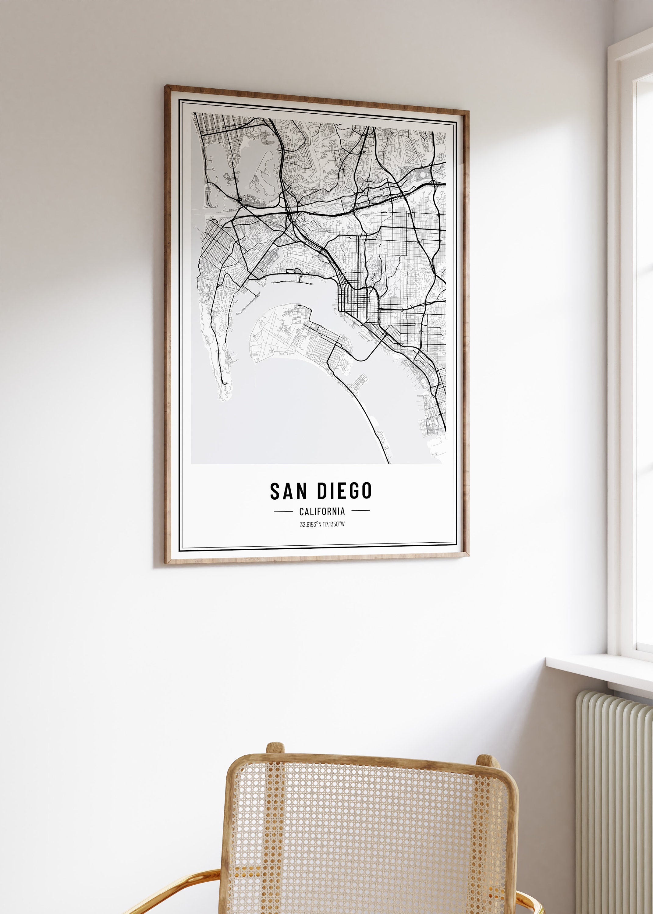 San Diego California Map Digital Print, San Diego Map Poster, San Diego ...
