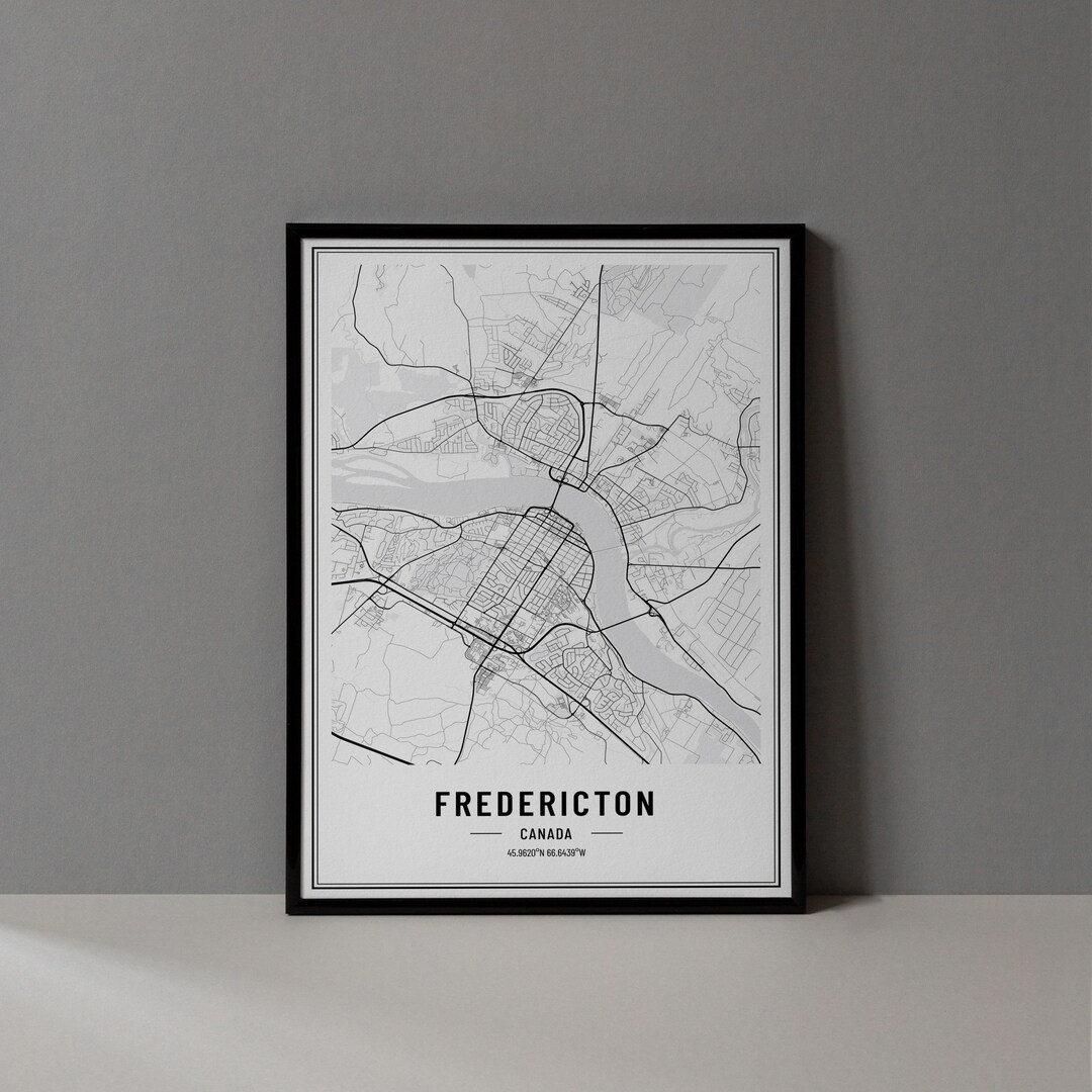 Fredericton Canada Map Digital Print, Fredericton Map Poster ...