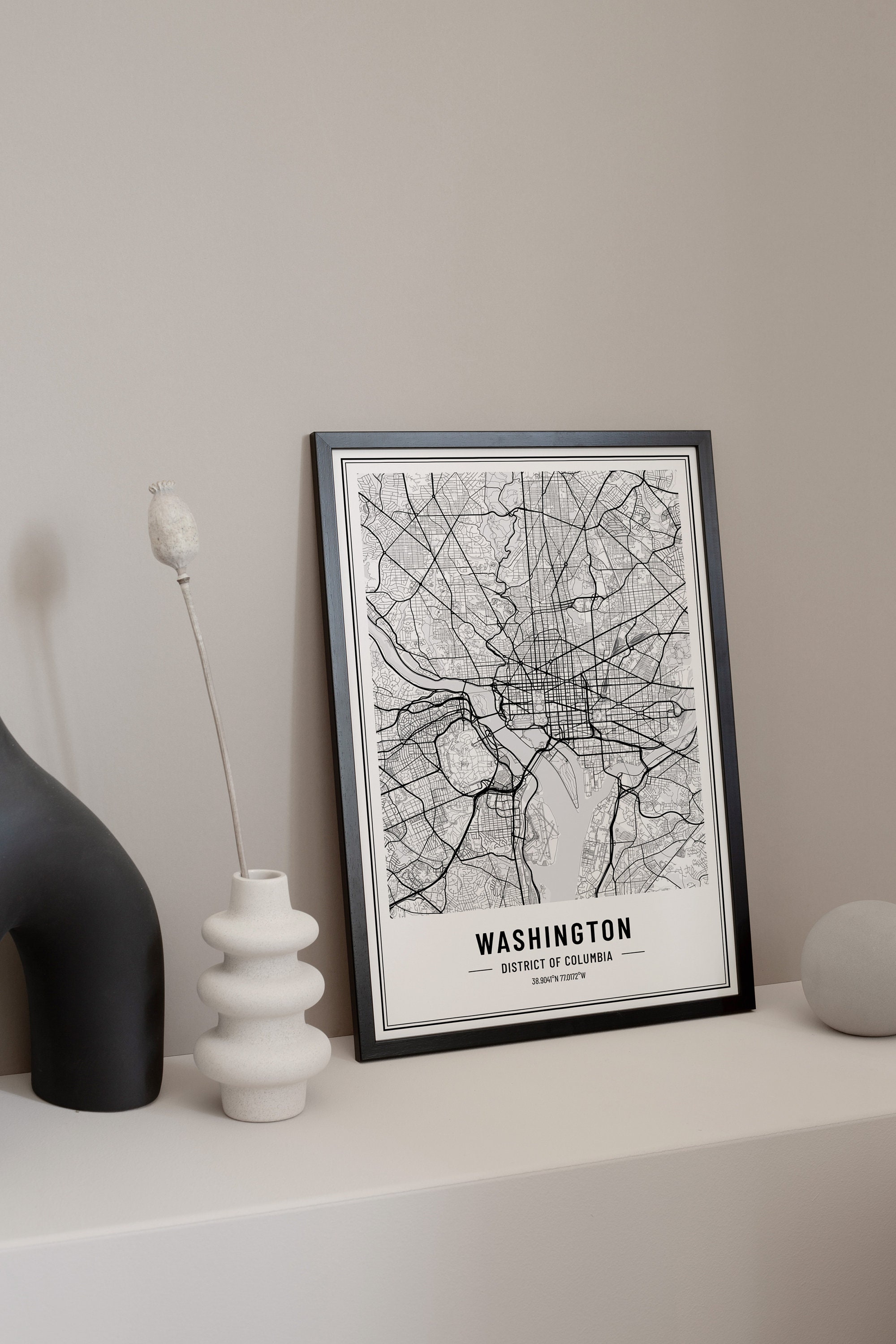 Washington Dc Map Digital Print, Washington Dc Map Poster, Washington ...