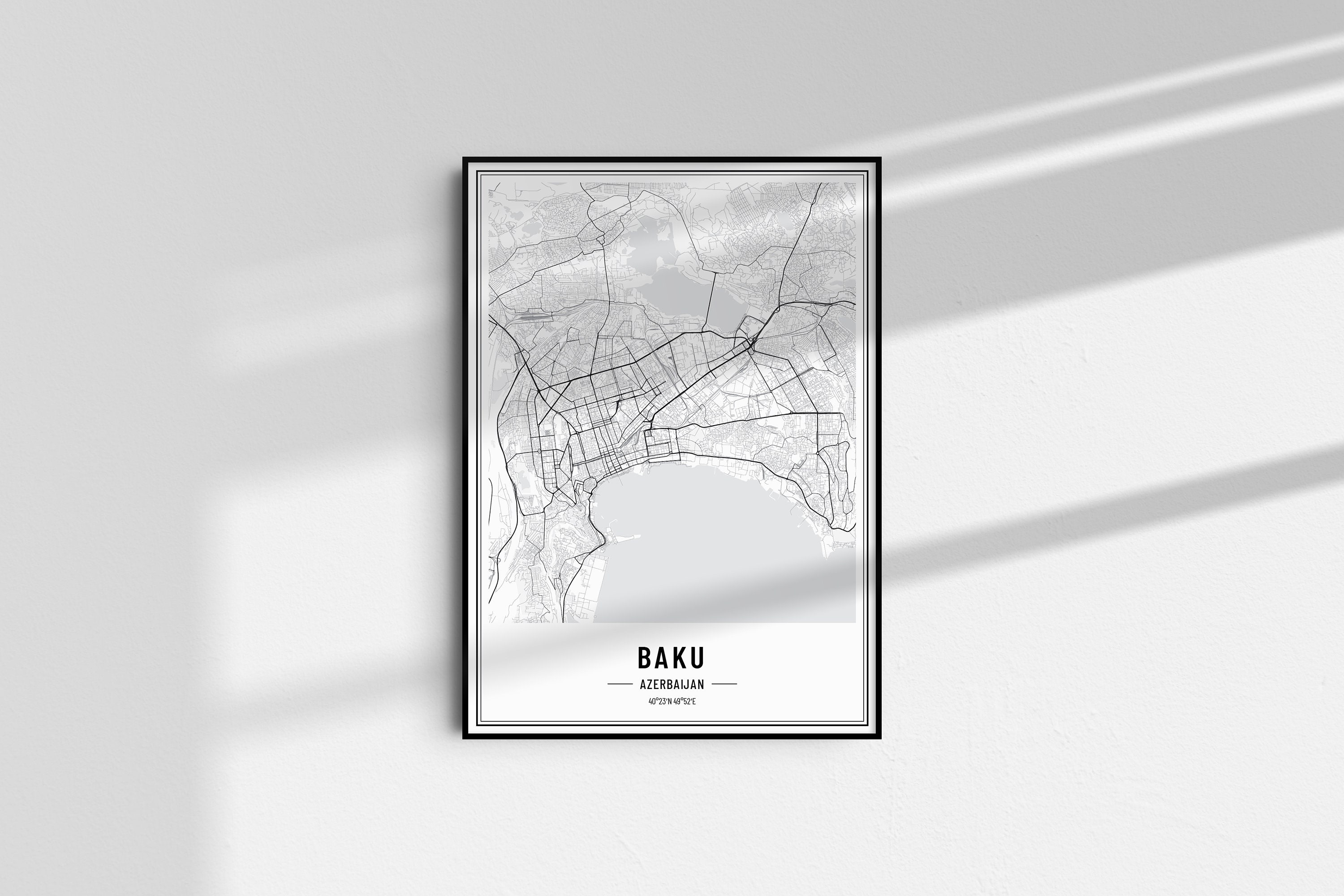 Baku Azerbaijan Map Digital Print, Baku Map Poster, Baku Map Wall Art ...