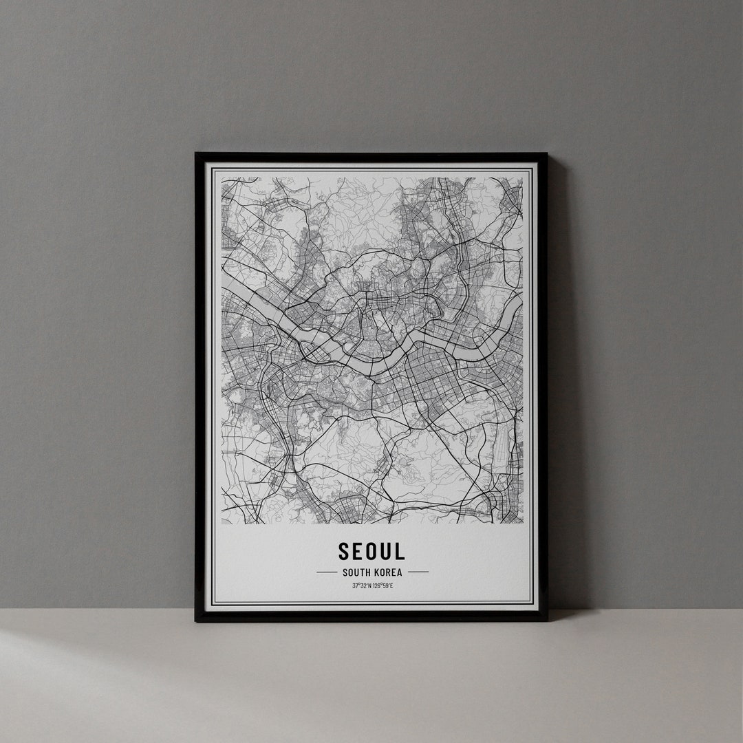 Seoul South Korea Map Digital Print, Seoul South Korea Map Poster ...