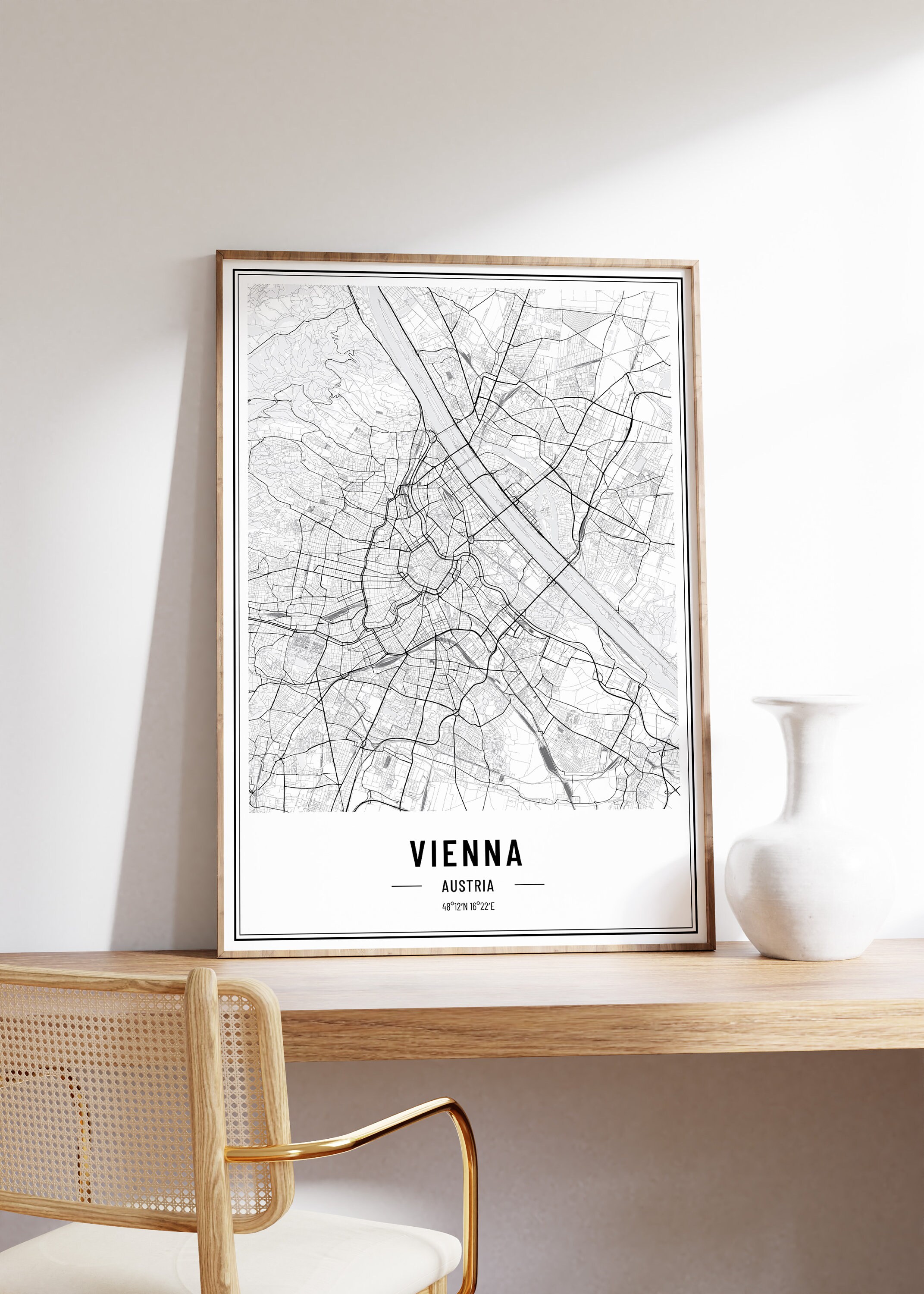 Vienna Austria Map Digital Print, Vienna Map Poster, Vienna Map Wall ...