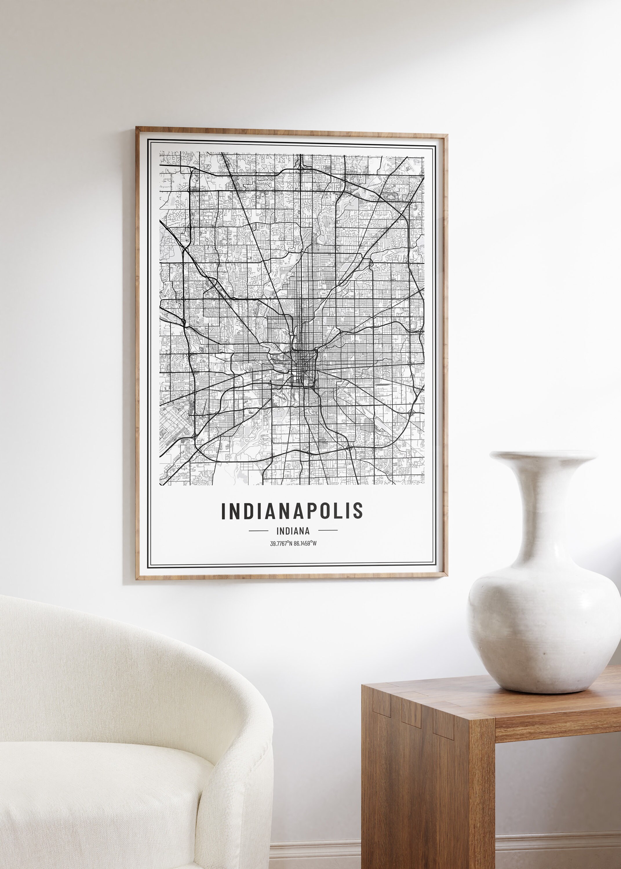 Indianapolis Indiana Map Digital Print, Indianapolis IN Map Poster ...