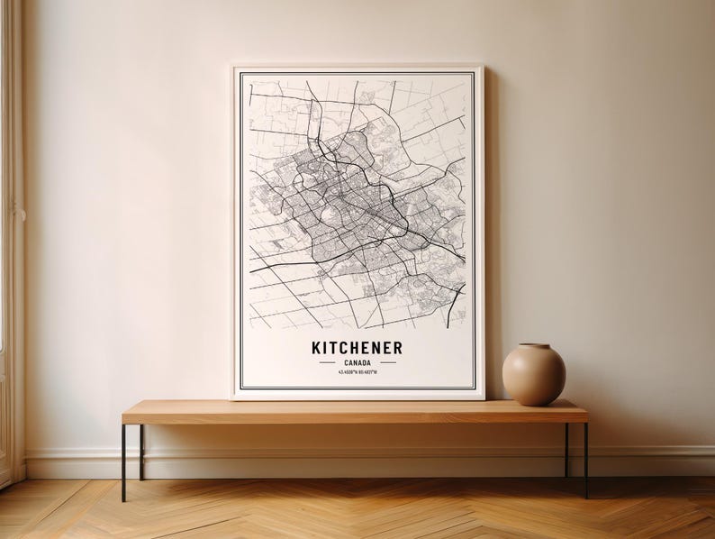 Kitchener Canada Map Digital Print, Kitchener Map Poster, Kitchener ...