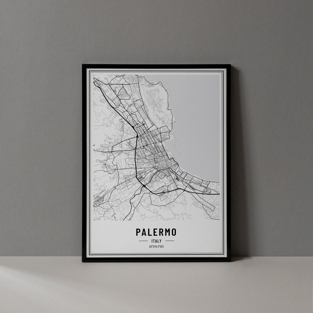 Palermo Italy Map Digital Print, Palermo Italy Map Poster, Palermo ...