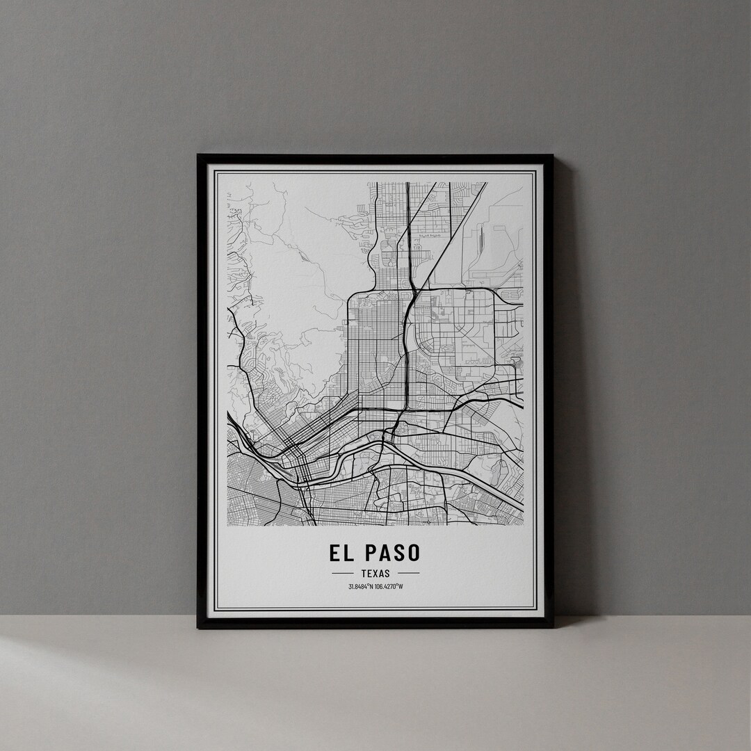 El Paso Texas Map Digital Print, El Paso Texas Map Poster, El Paso ...