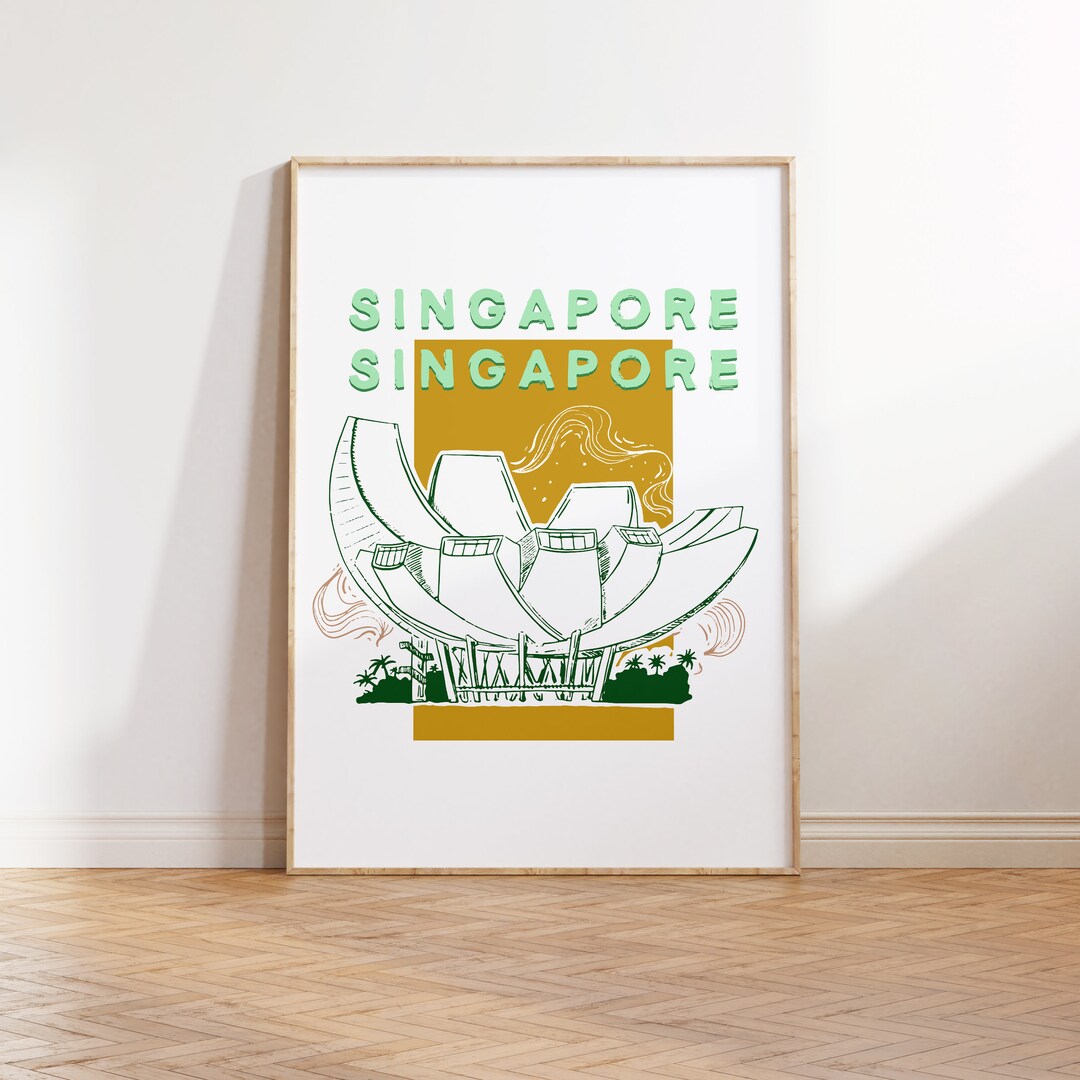 Singapore Illustration Digital Art Print, Gallery Wall Art, Dorm Art ...