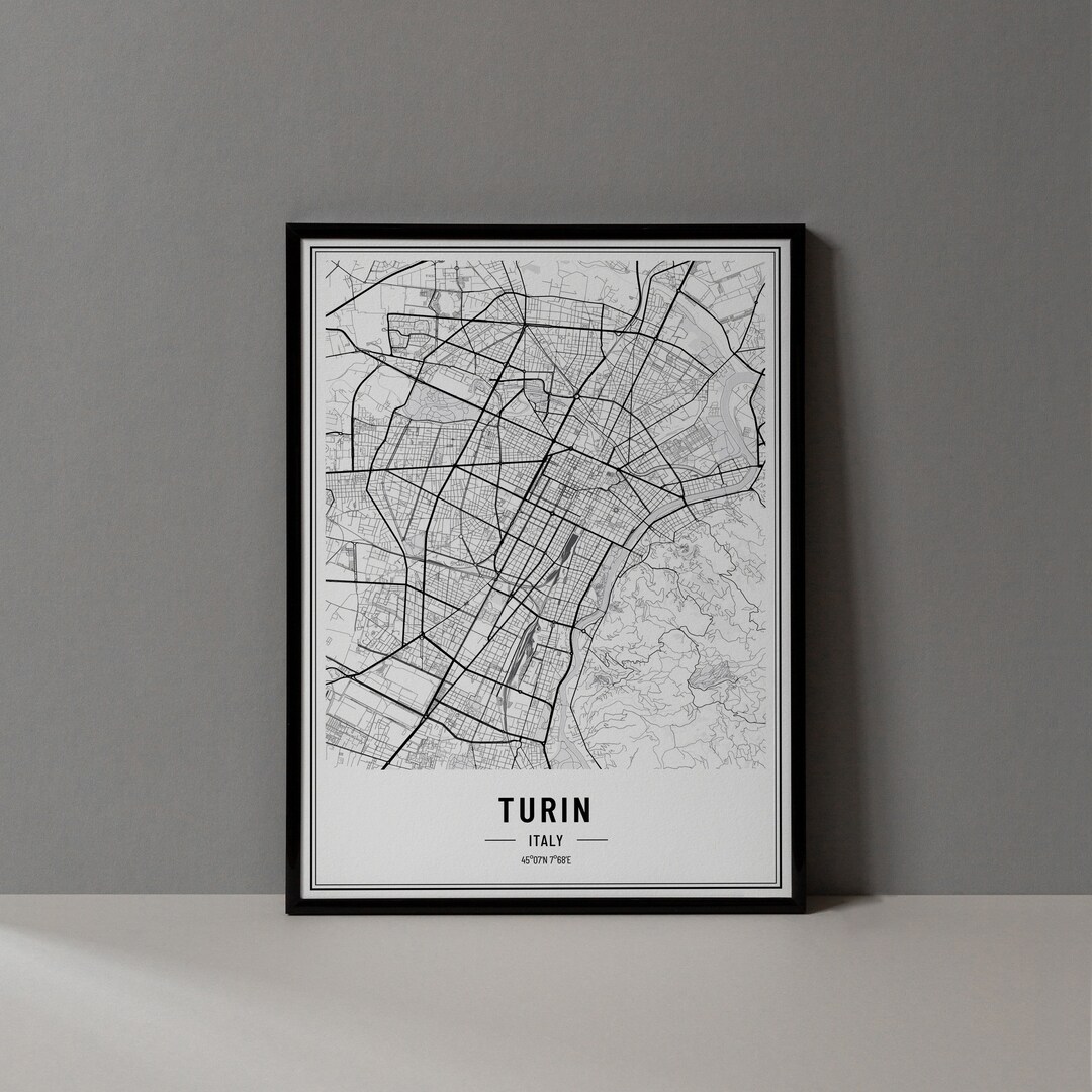 Turin Italy Map Digital Print, Turin Italy Map Poster, Turin Italy Map ...