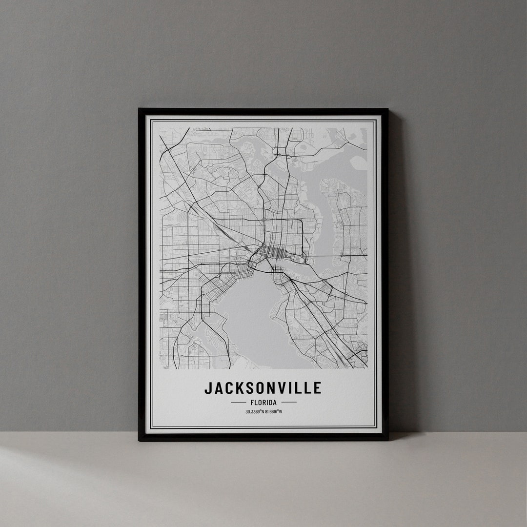 Jacksonville Florida Map Digital Print, Jacksonville Map Poster ...