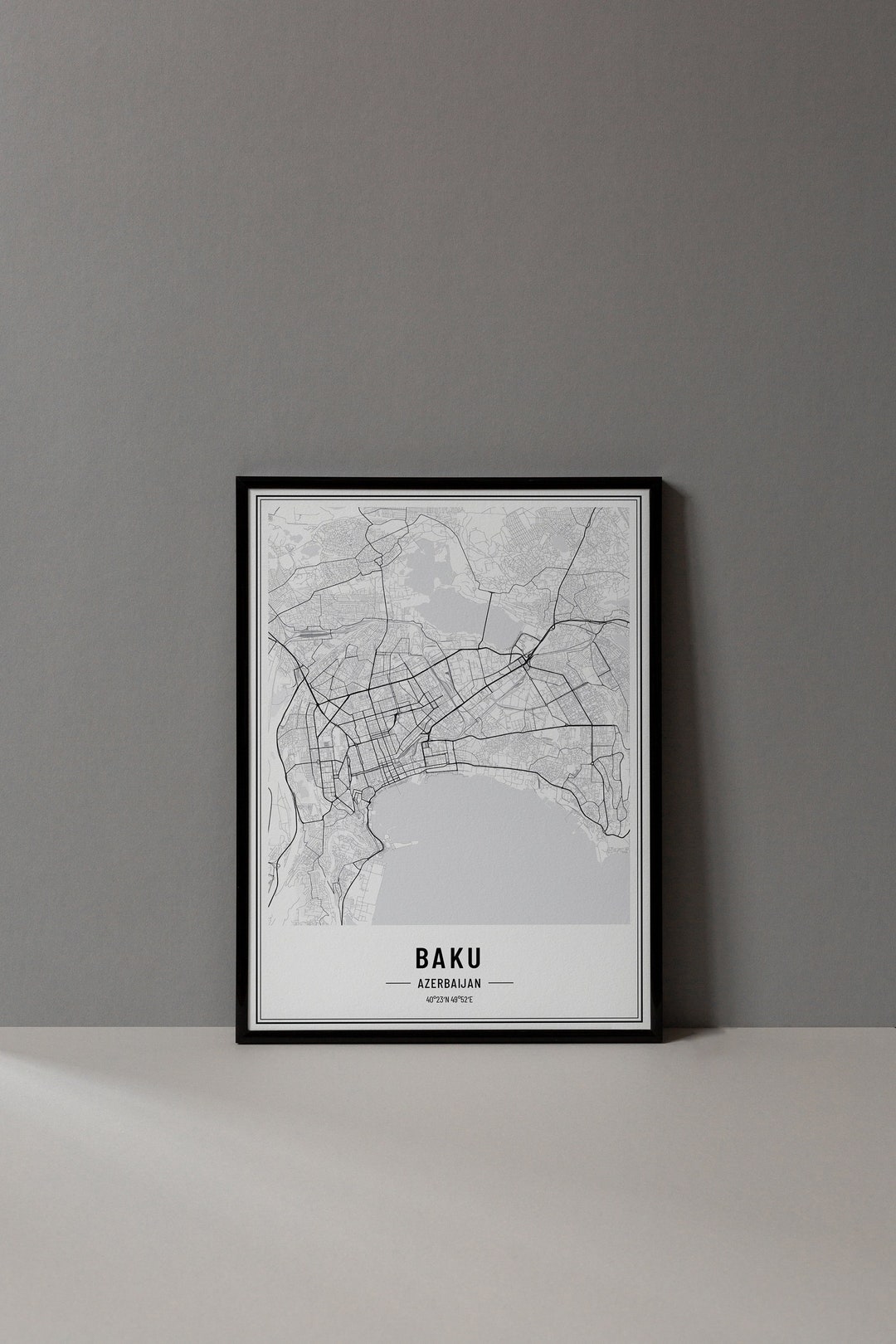 Baku Azerbaijan Map Digital Print, Baku Map Poster, Baku Map Wall Art ...