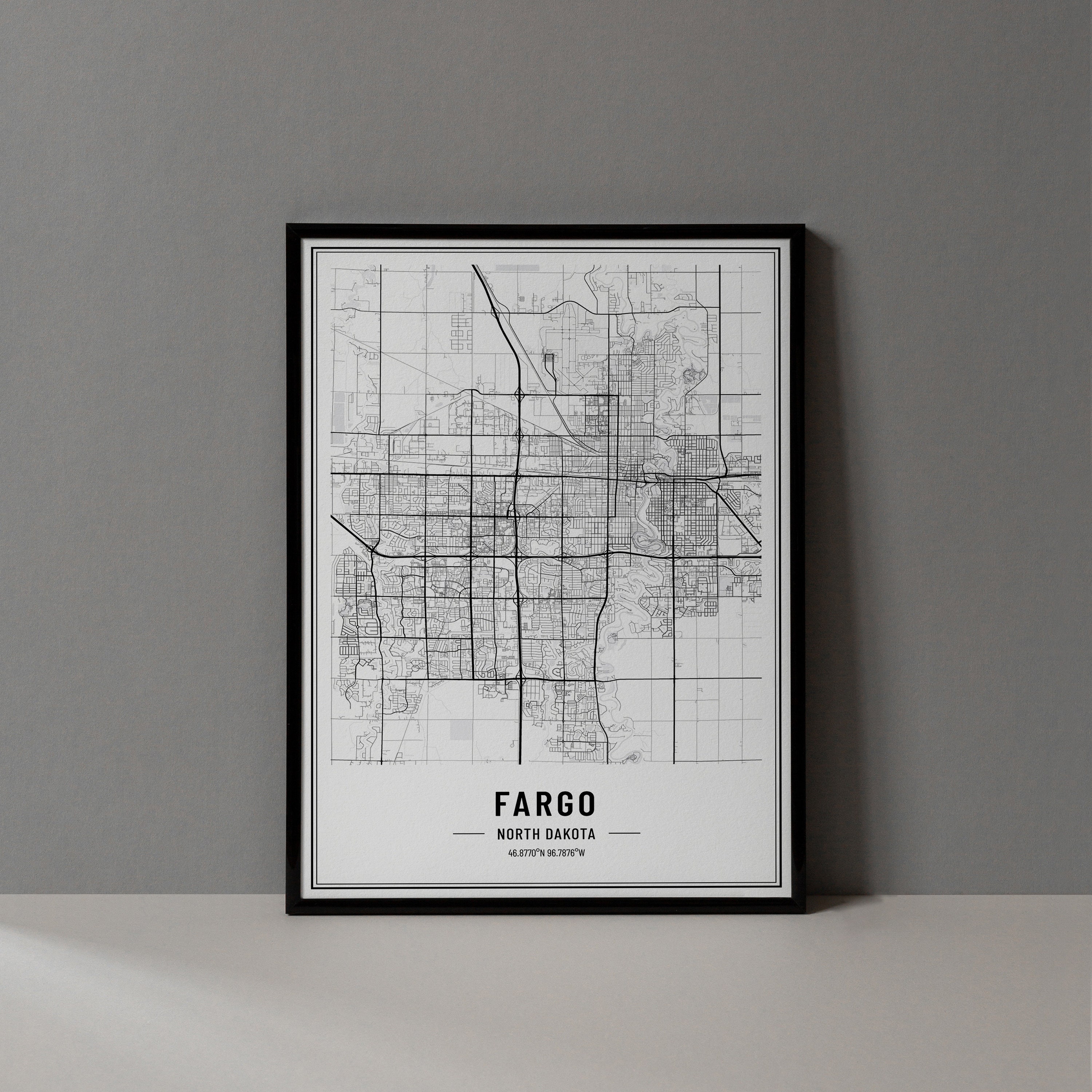 Fargo North Dakota Map Digital Print, Fargo North Dakota Map Poster ...