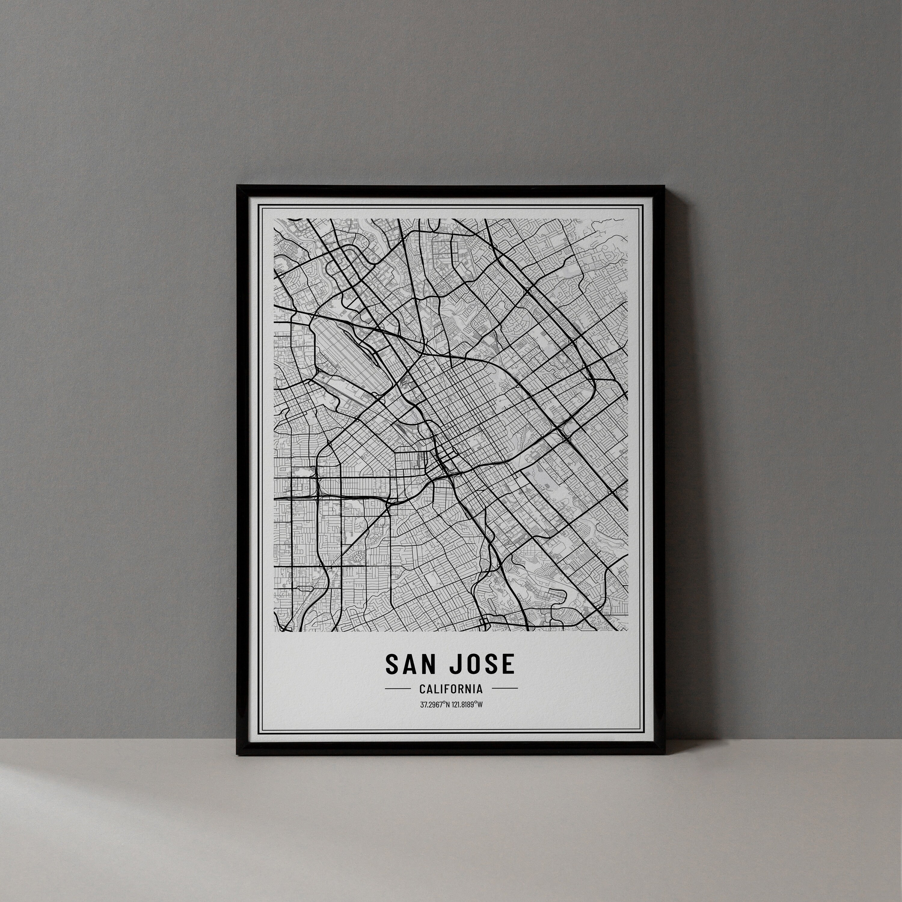 San Jose California Map Digital Print, San Jose Map Poster, San Jose ...