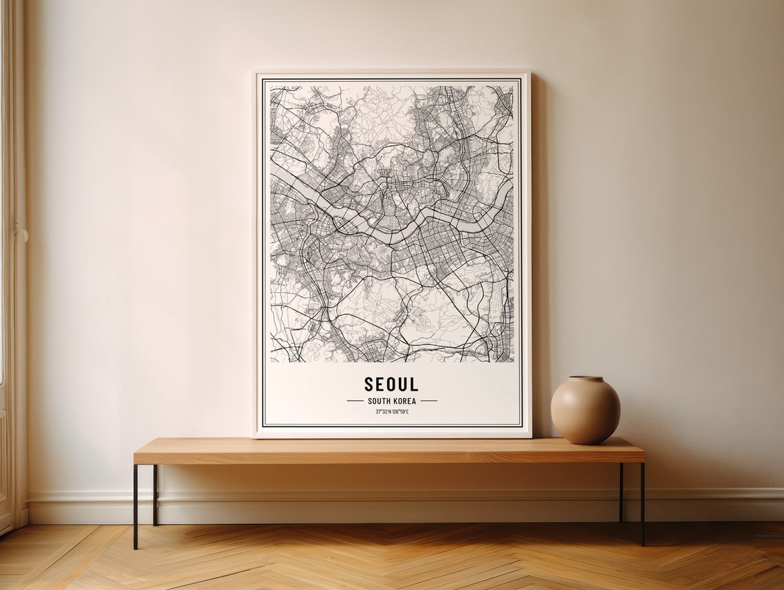 Seoul South Korea Map Digital Print, Seoul South Korea Map Poster ...