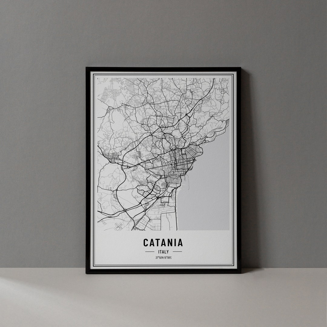 Catania Italy Map Digital Print, Catania Italy Map Poster, Catania Map ...