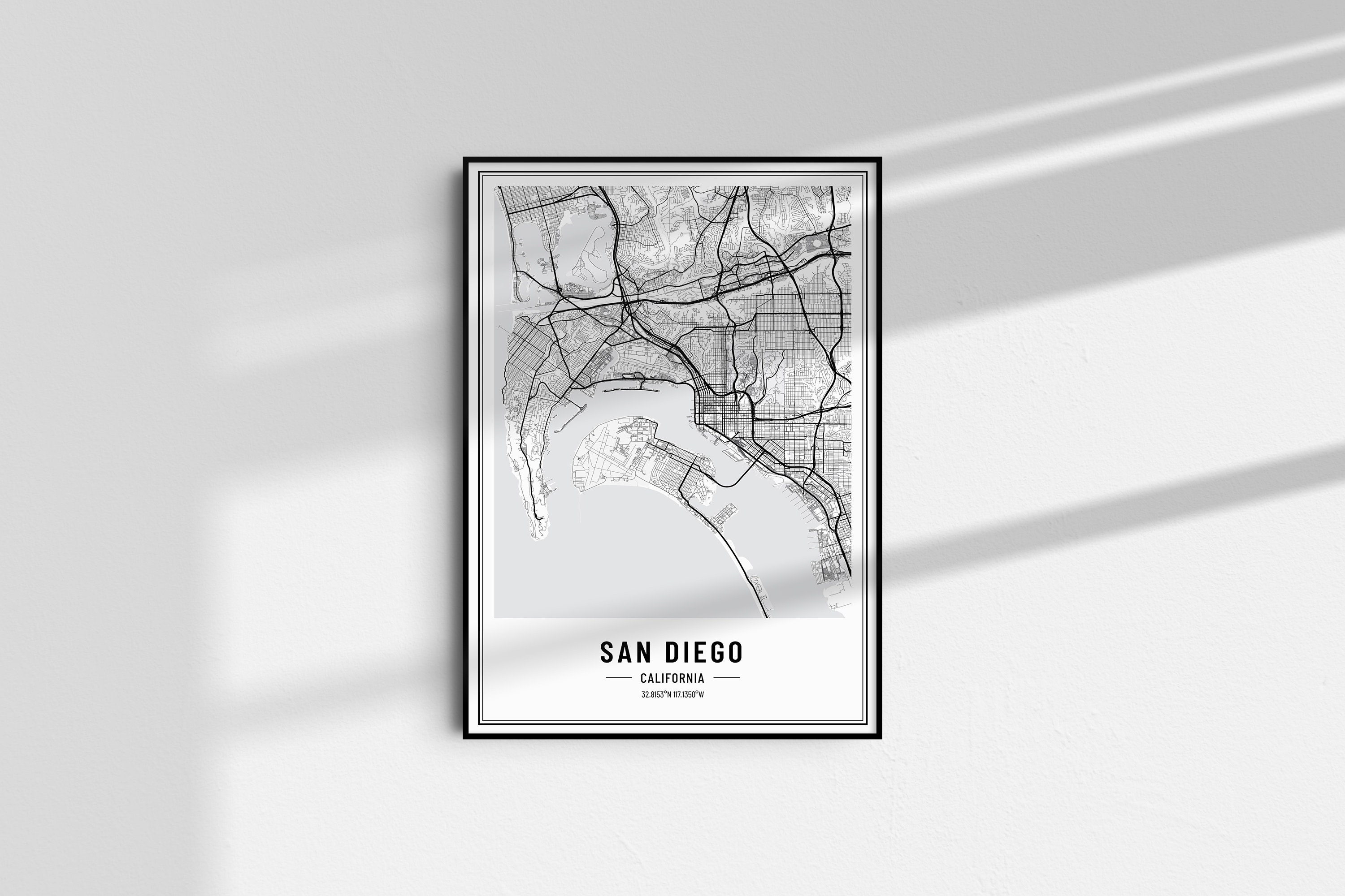 San Diego California Map Digital Print, San Diego Map Poster, San Diego ...