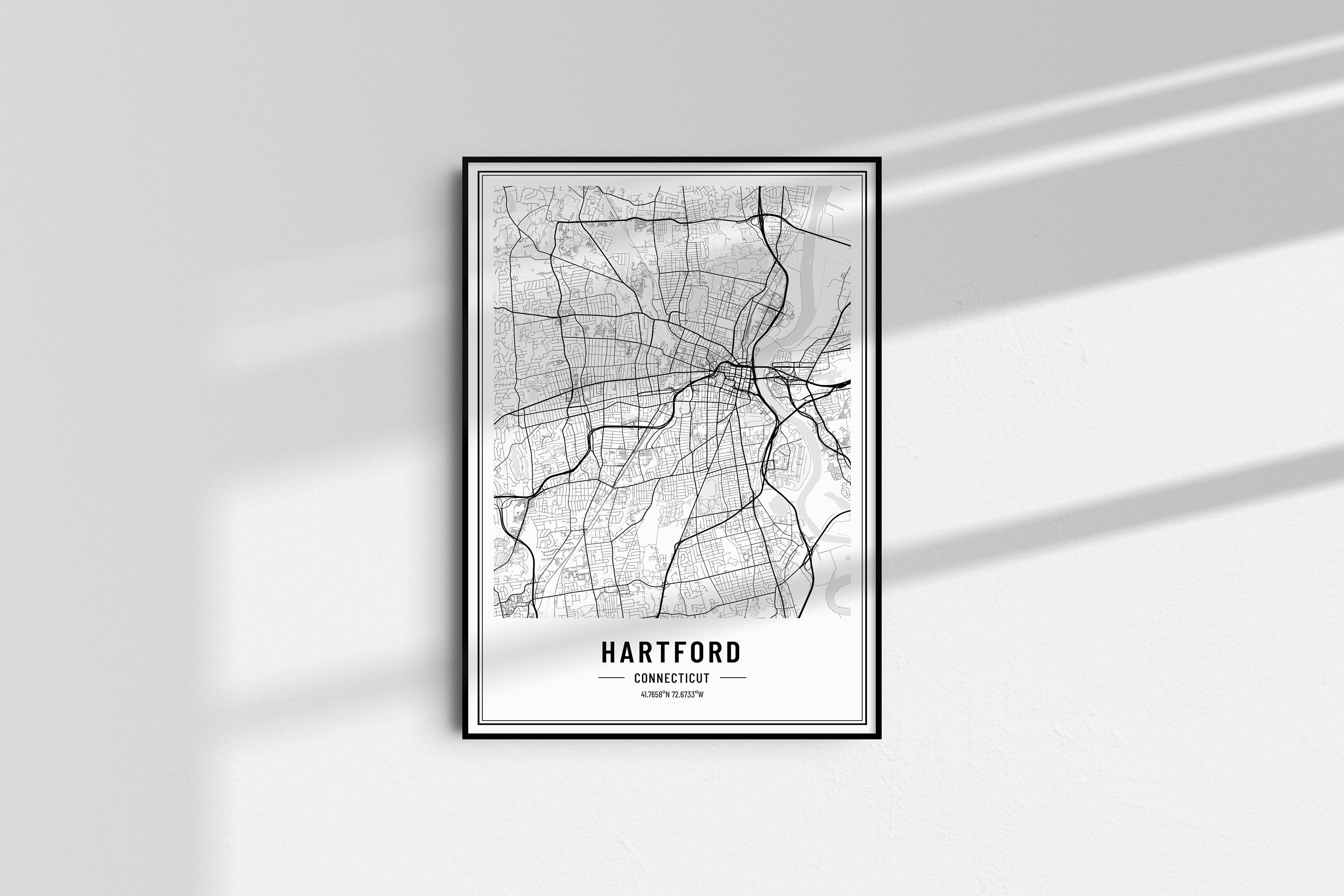 Hartford Connecticut Map Digital Print, Hartford CT Map Poster ...