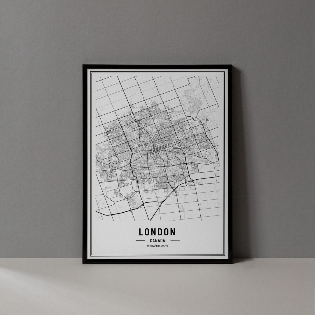London Canada Map Digital Print, London Map Poster, London Wall Art ...