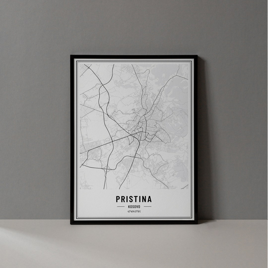 Pristina Kosovo Map Digital Print, Pristina Map Poster, Pristina Map ...