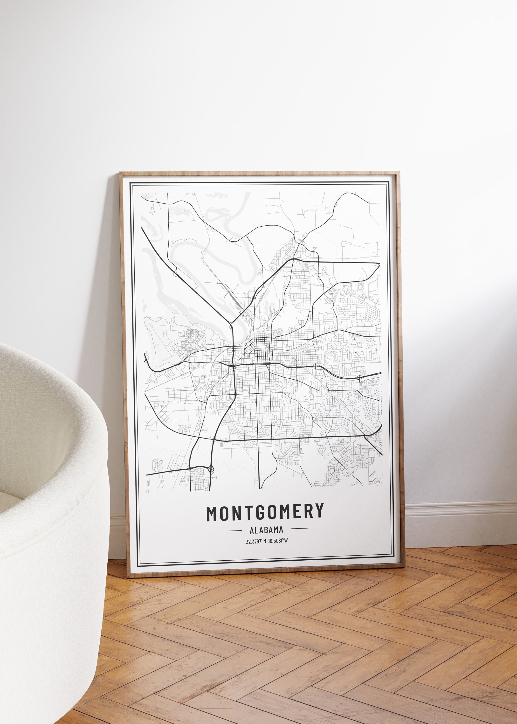 Montgomery Alabama Map Digital Print, Montgomery Alabama Map Poster ...