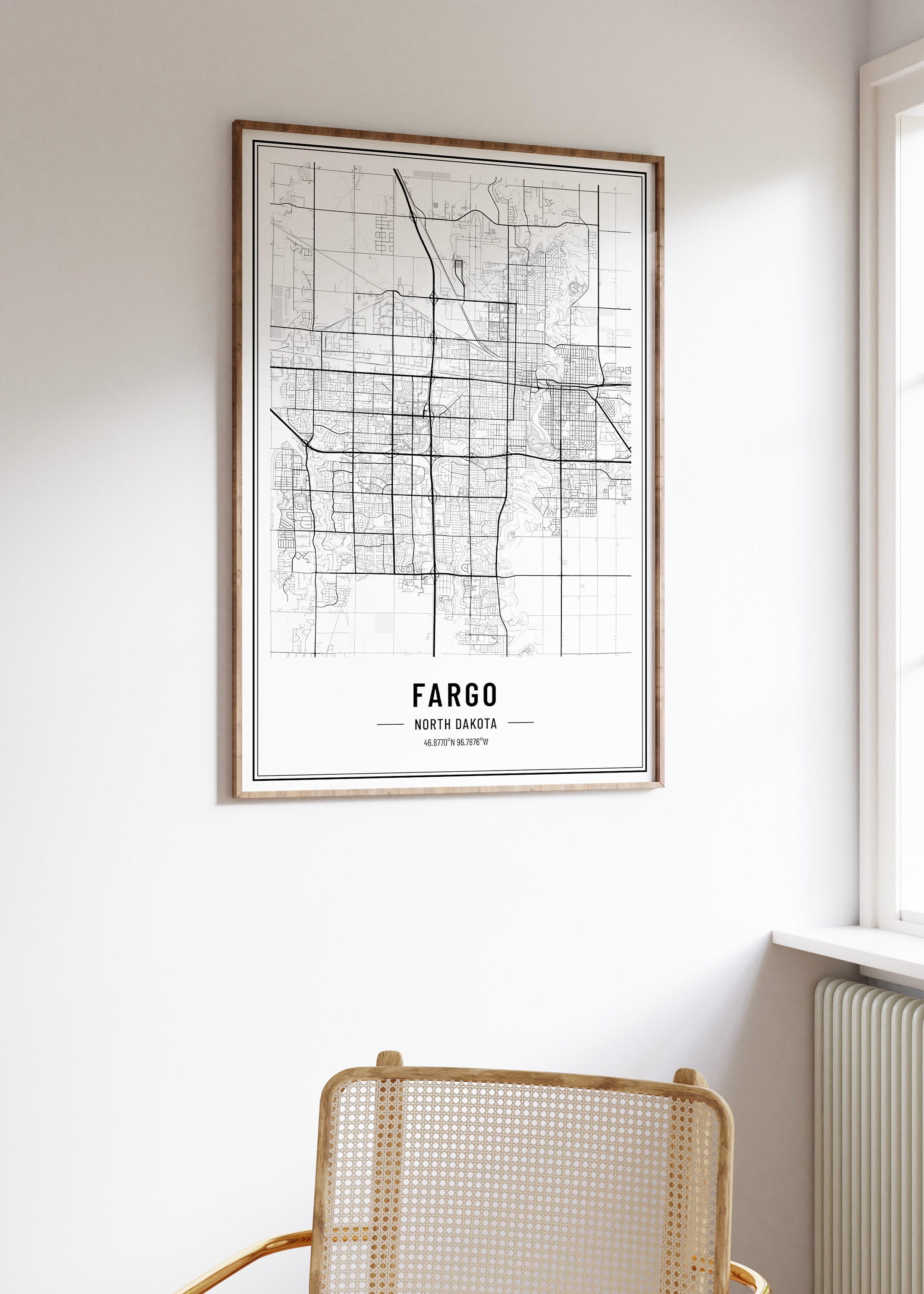 Fargo North Dakota Map Digital Print, Fargo North Dakota Map Poster ...