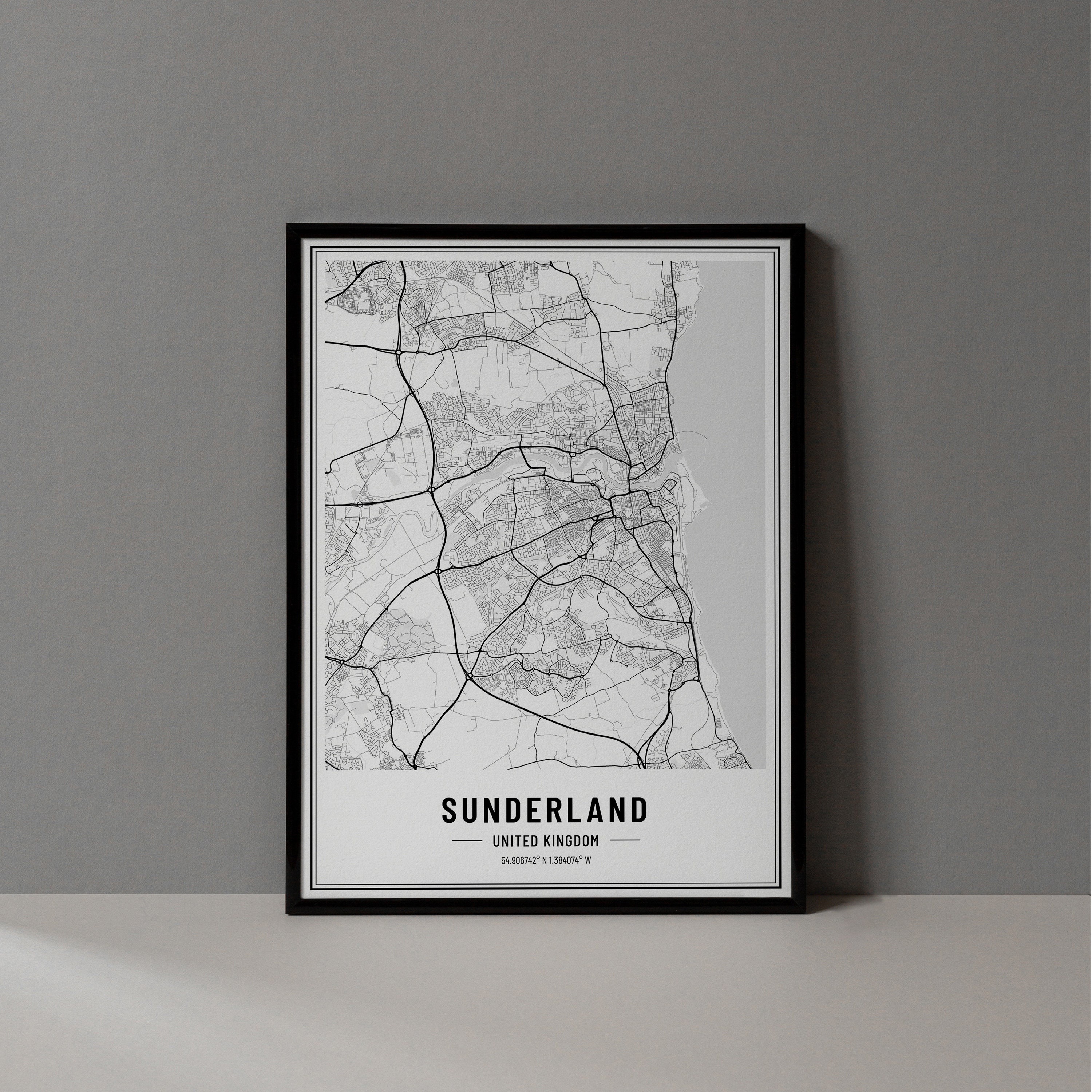 Sunderland UK Map Digital Print, Sunderland Map Poster, Sunderland Map ...